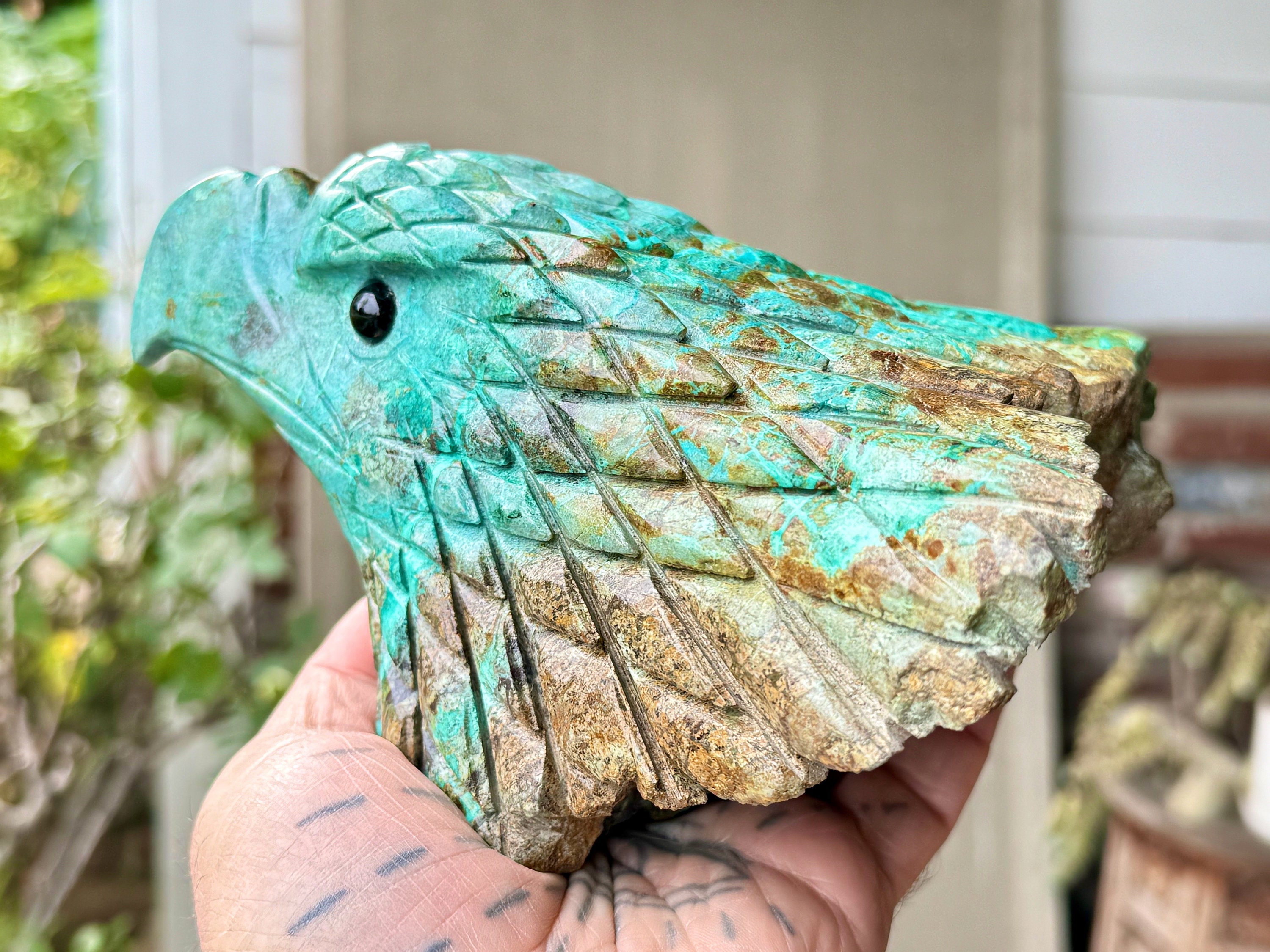 Andean Eagle Head Statue, Hand Carved from a Single Piece of Native ...