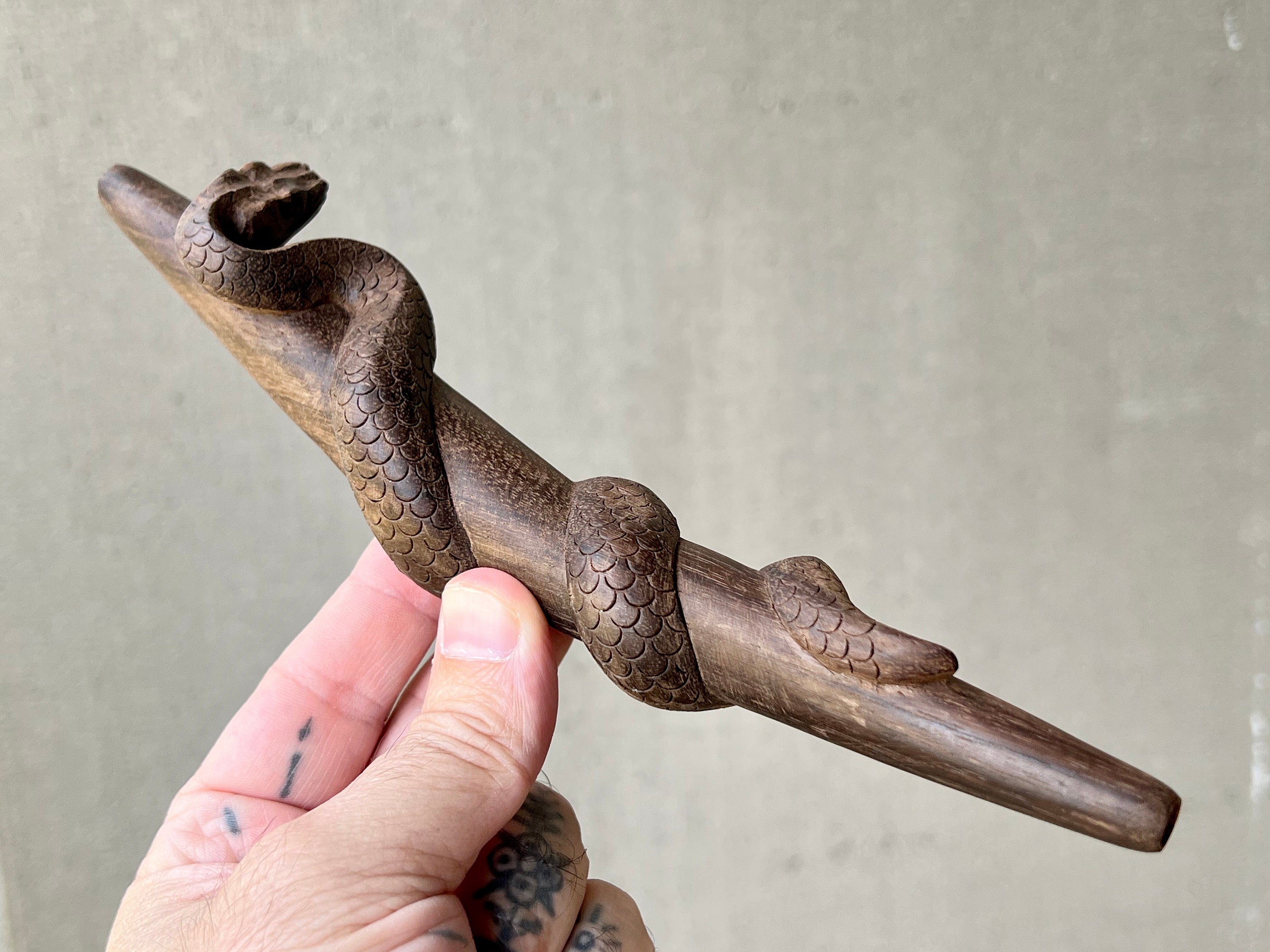 Tepi Pipe, Solid Wood Snake Tepi, Single Block Tepi, Hand Carved ...