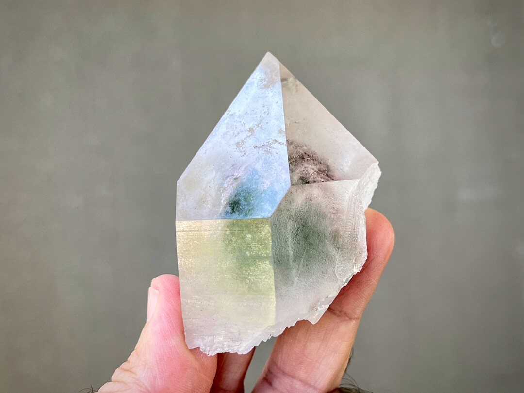 Green Chlorite Phantom Quartz With Pink Lodolite Inclusions and Self ...