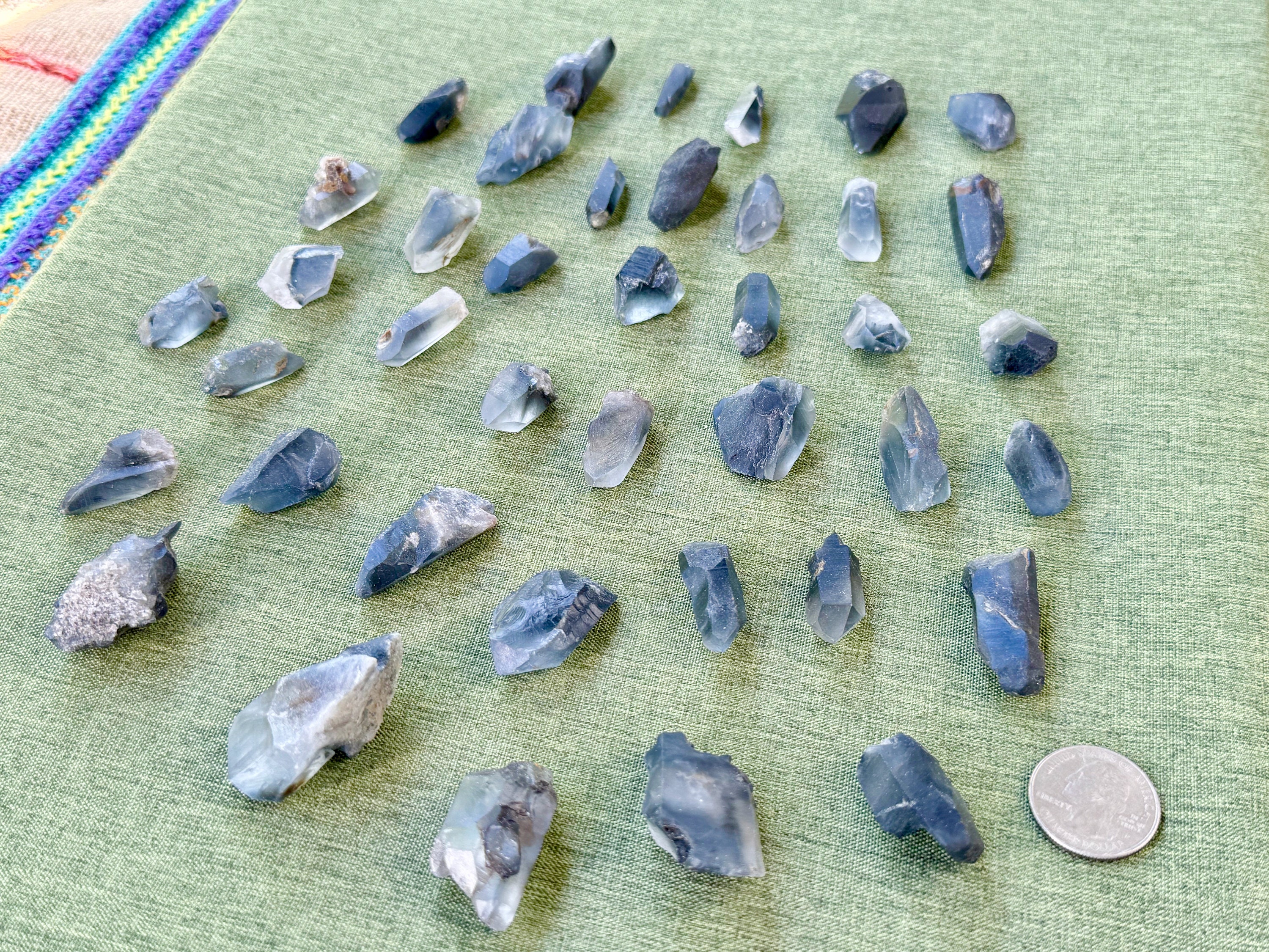 Blue Tara Quartz Lot, 40 Pieces (250g) with Vibrant Blue Riebeckite ...