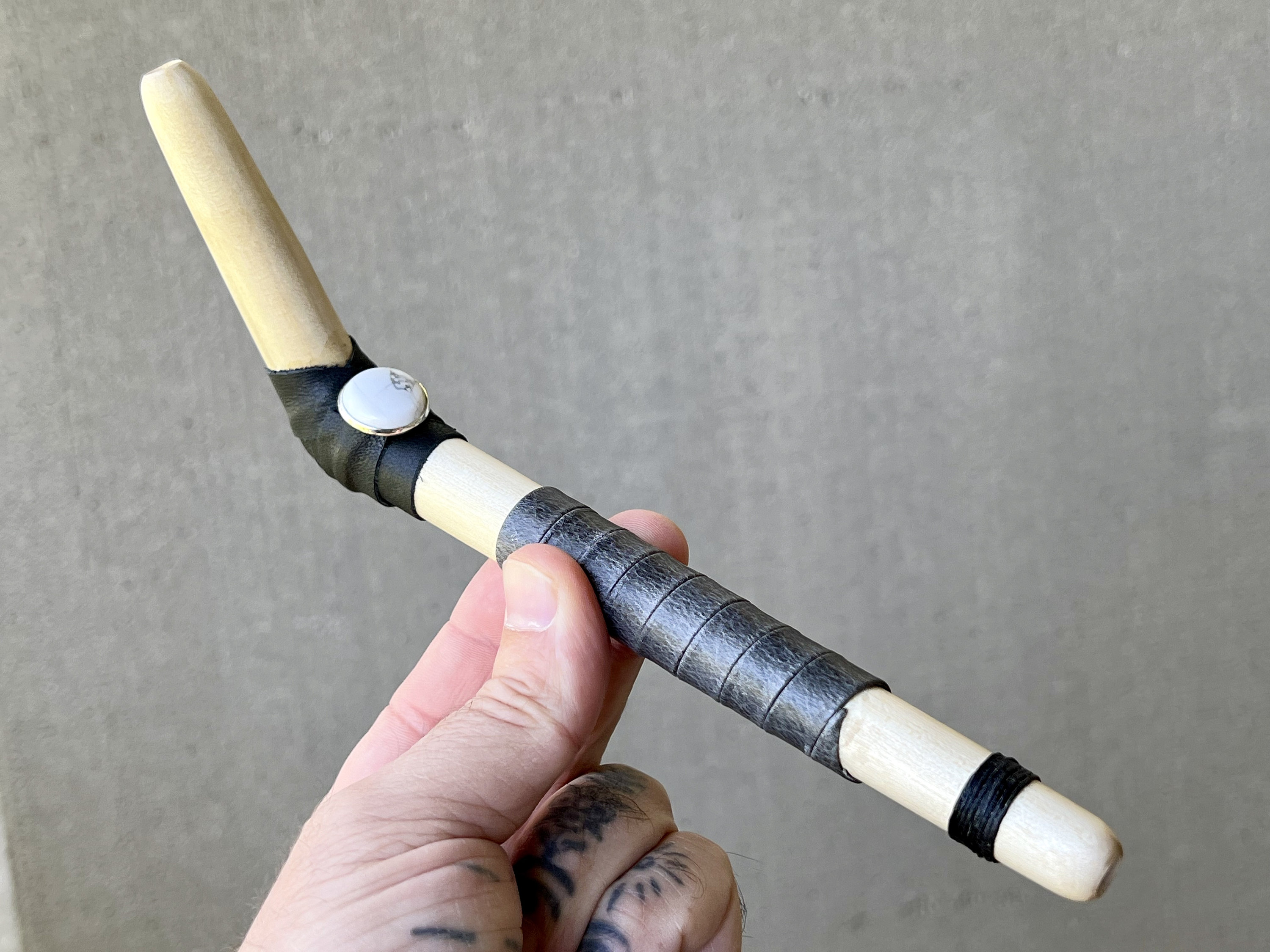 Tepi Pipe with Howlite Stone, Solid Wood Tepi Pipe, Handcrafted ...