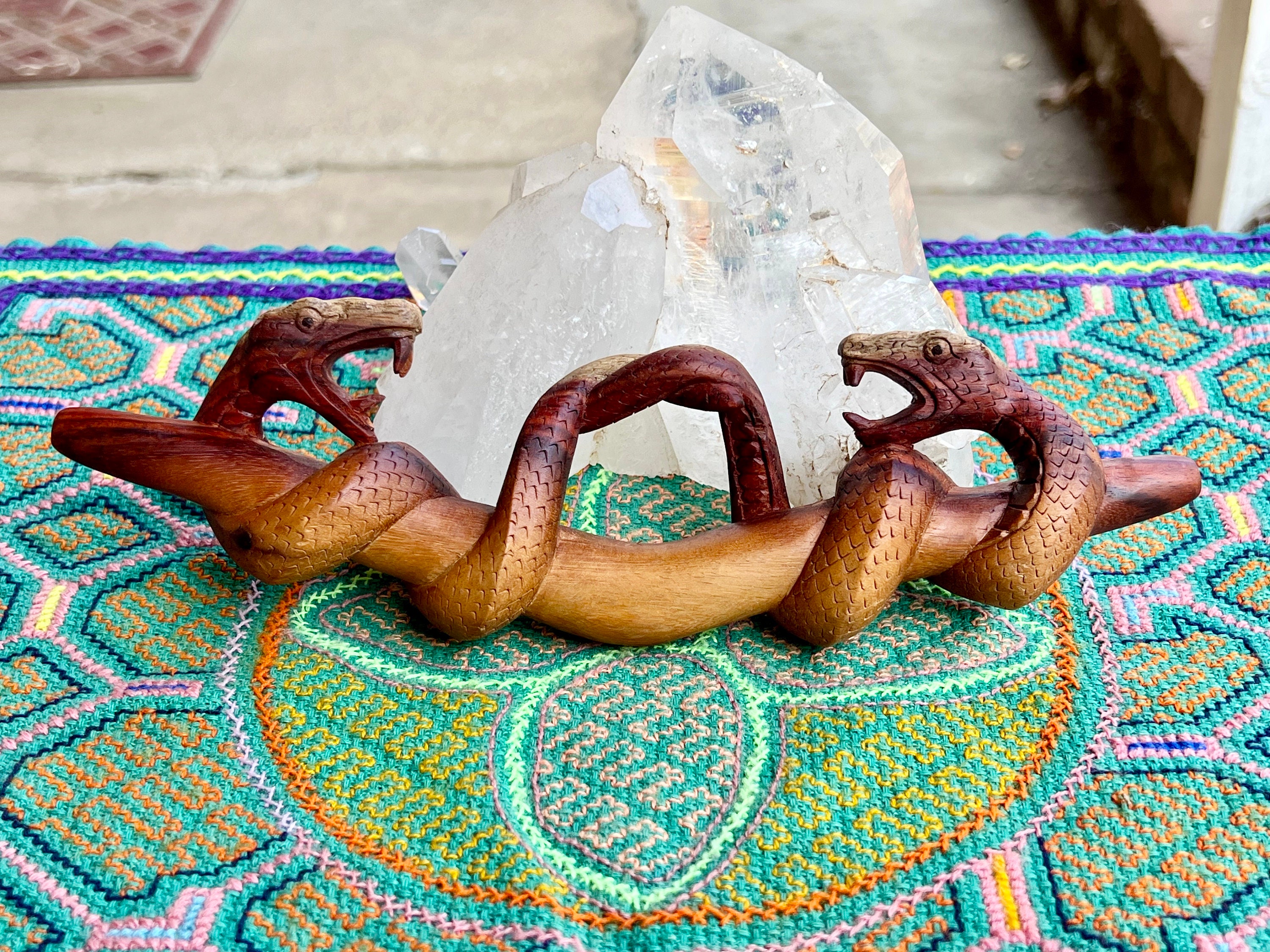 Snake Totem Tepi Pipe, Solid Wood Double Serpent Tepi, Hand Carved from ...