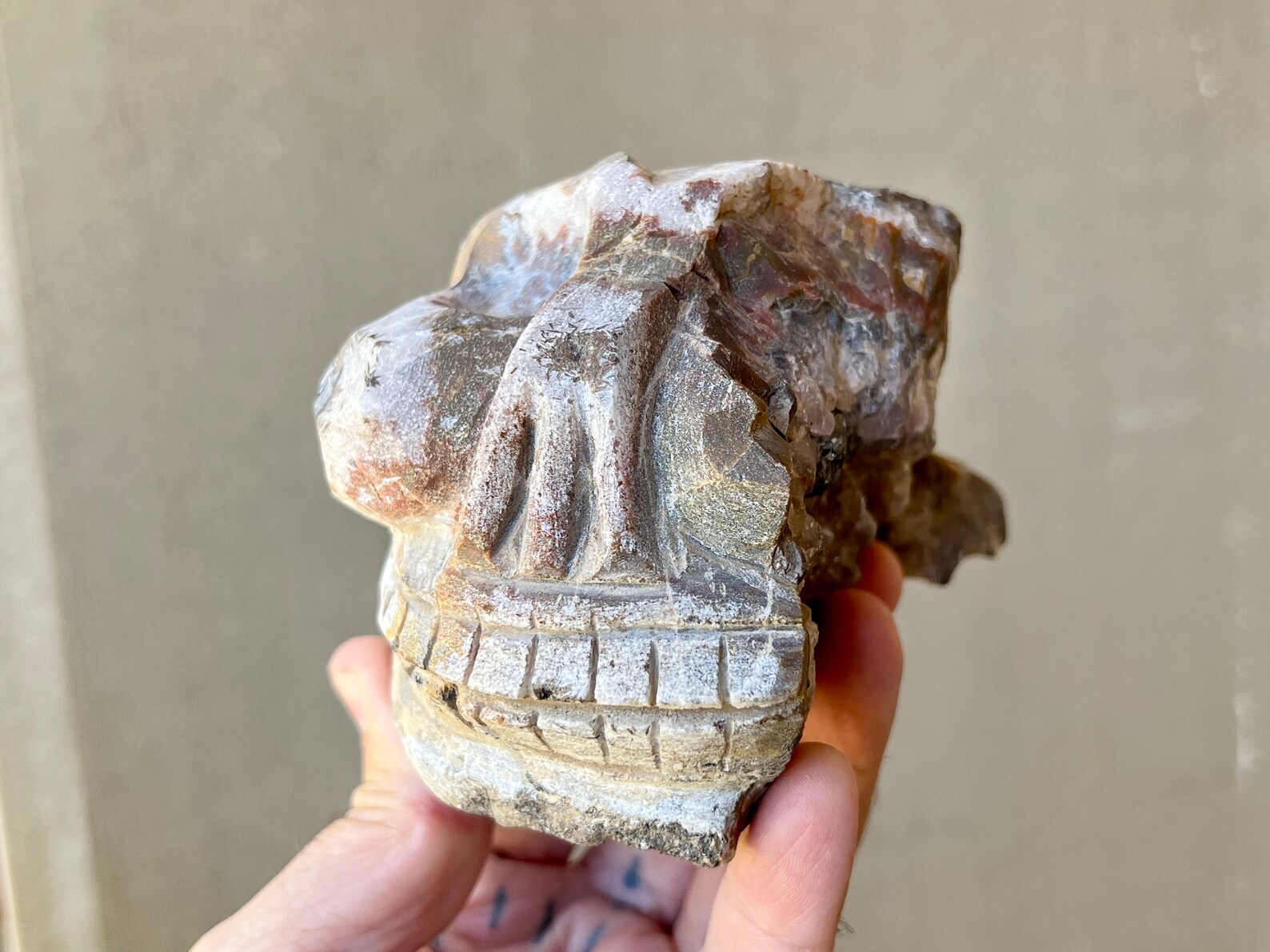 Carved Stone Skull Stone Amethyst and Quartz Crystal Skull - Etsy