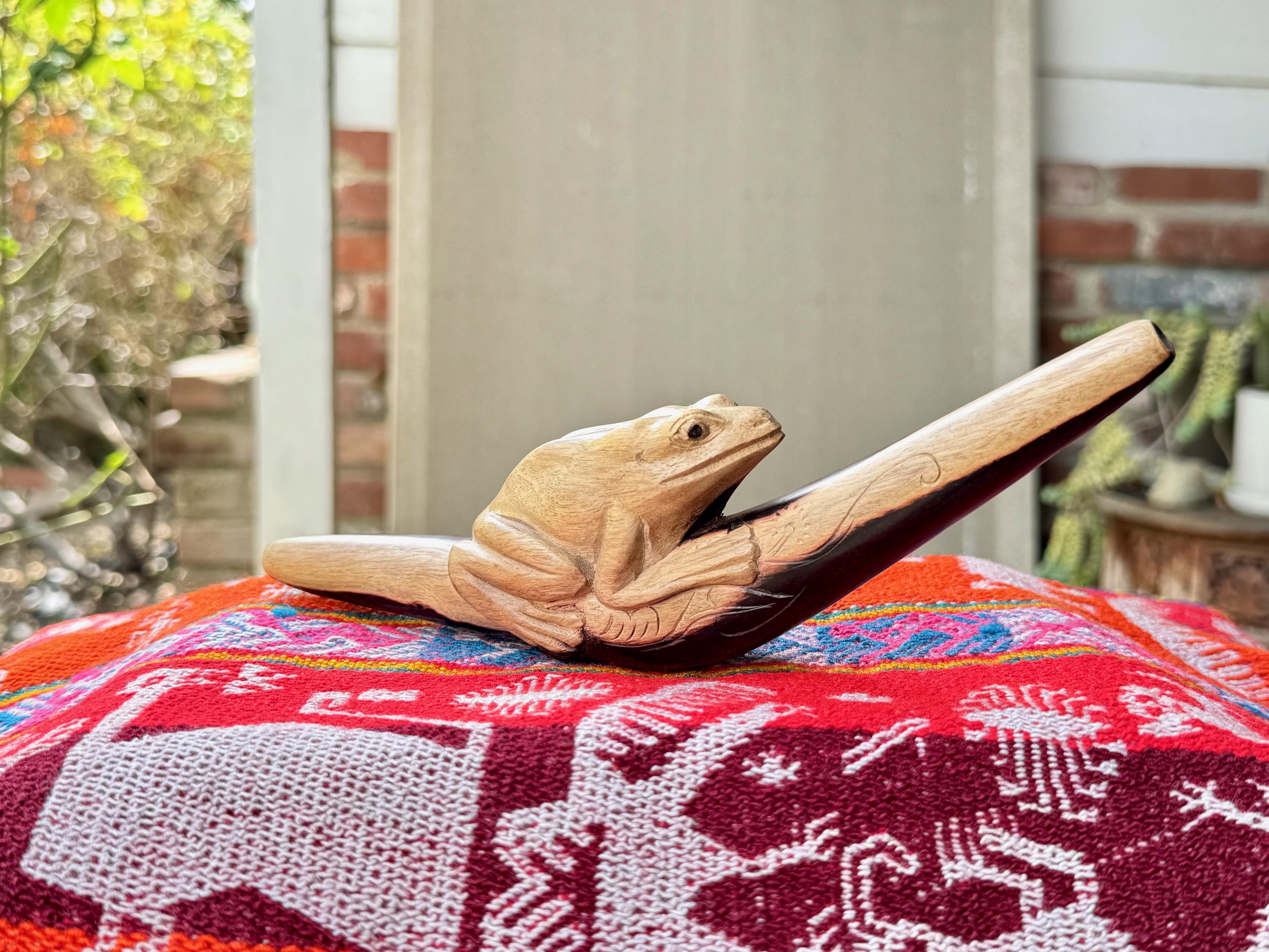 Frog Totem Tepi Pipe, Solid Wood Tepi, Hand Carved from a Single Block ...