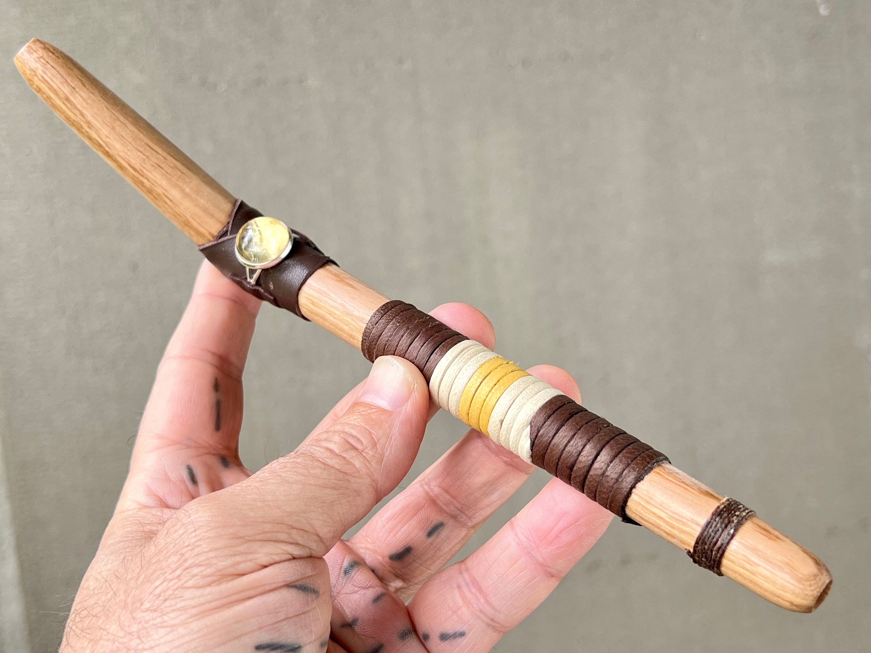 Tepi (kuripe) pipe with Citrine, Solid Wood Tepi, Handcrafted Shamanic ...