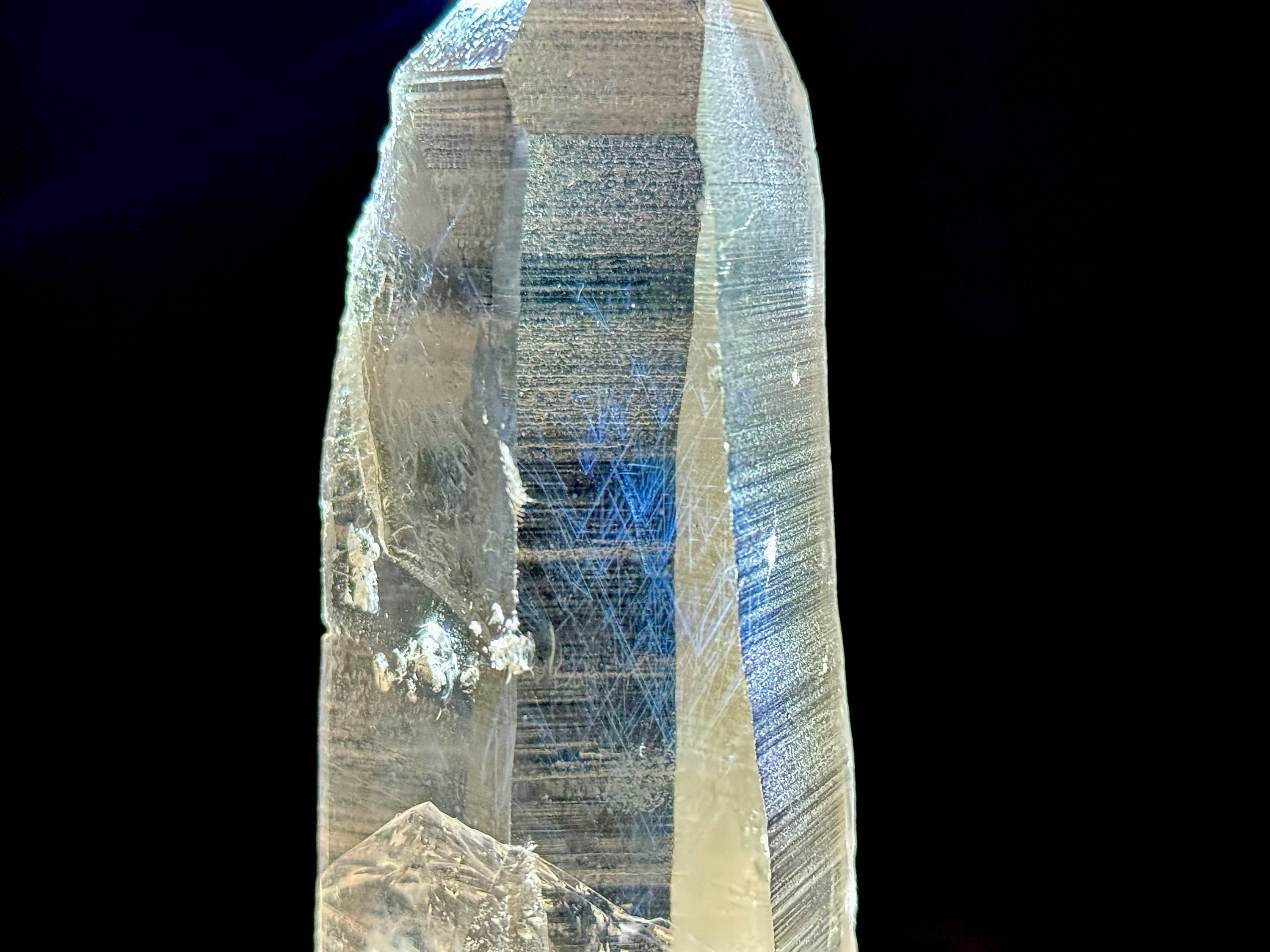 Blue Needle Lemurian Quartz with Key Imprints, 726g, Rare New Find ...