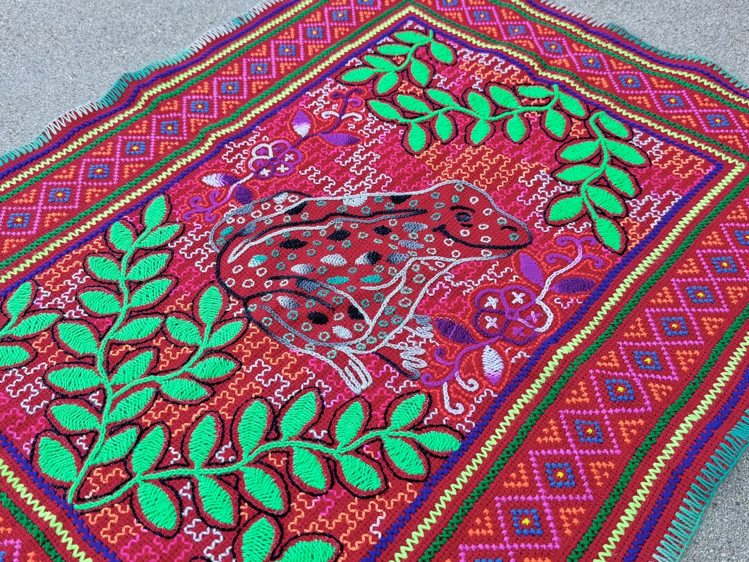 Shipibo Manta Cloth With Frog by Peruvian Artist Isabel Franquines, 25 ...