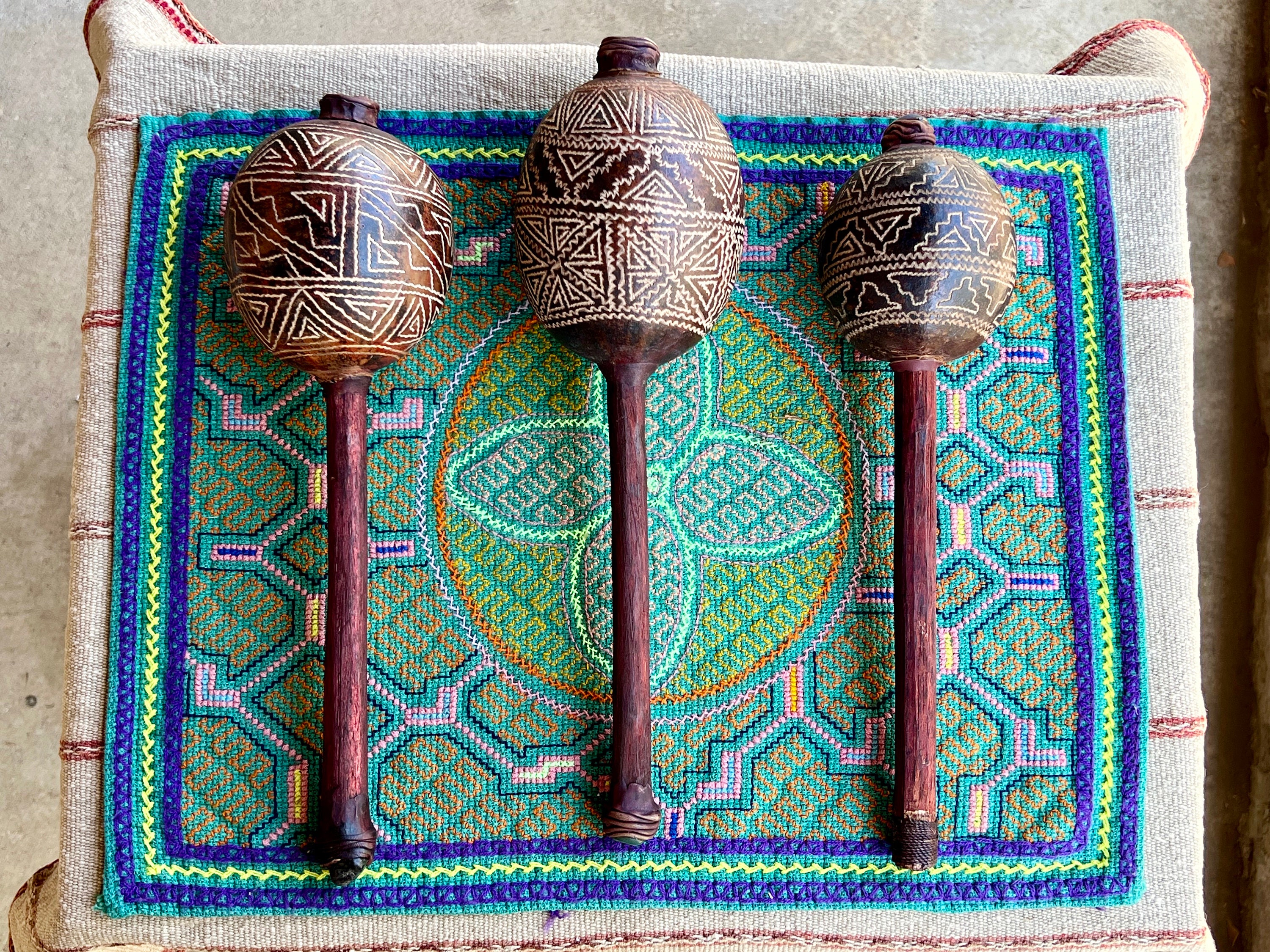 Shipibo Gourd Rattle from the Peruvian Amazon, Traditional Shaman ...