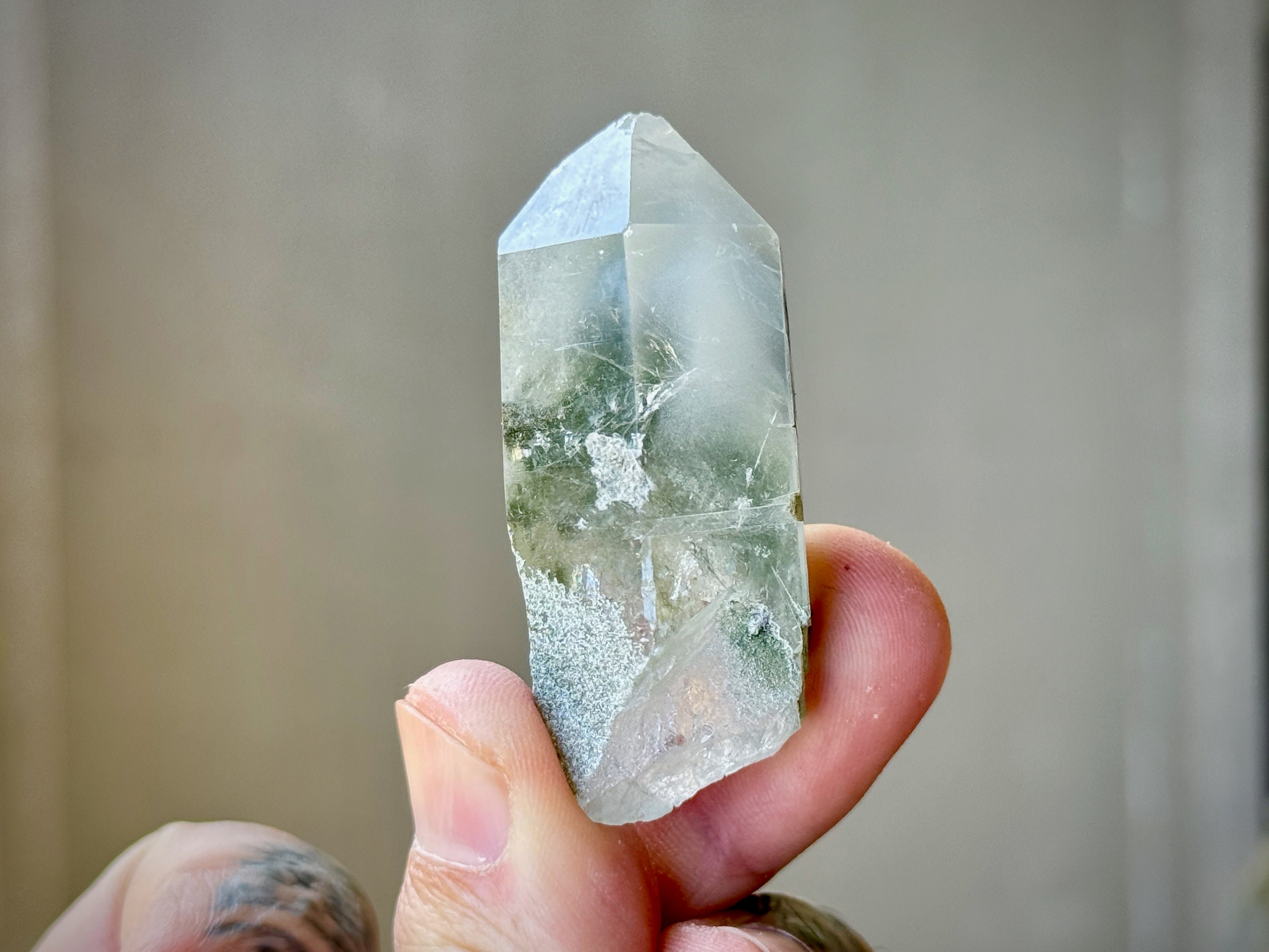 Green Chlorite Phantom Quartz with Gray Kaolinite, 36g, New Find ...