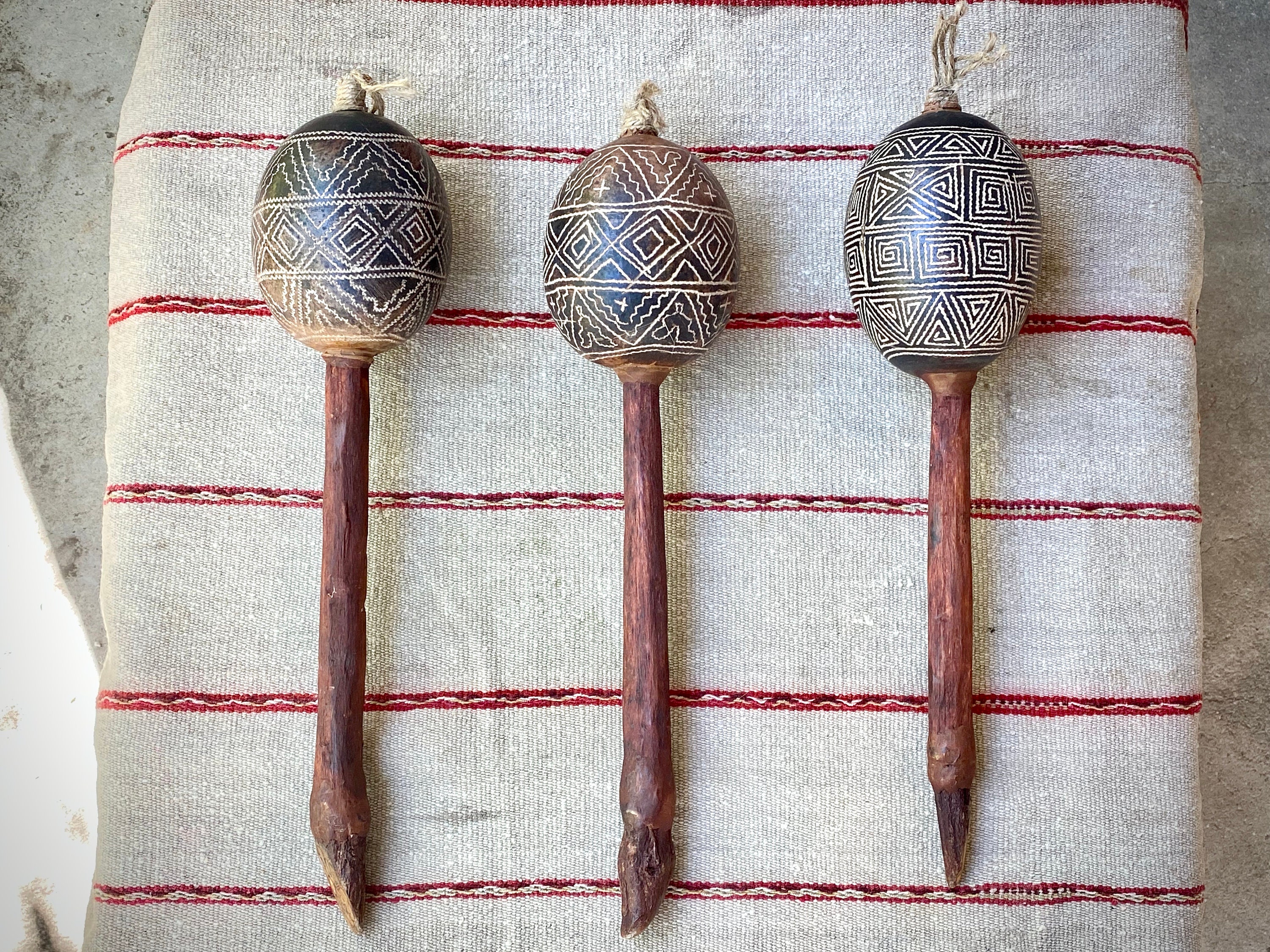 Shaman Rattle, Traditional Shipibo Gourd Rattle with Ayahuasca Vine ...