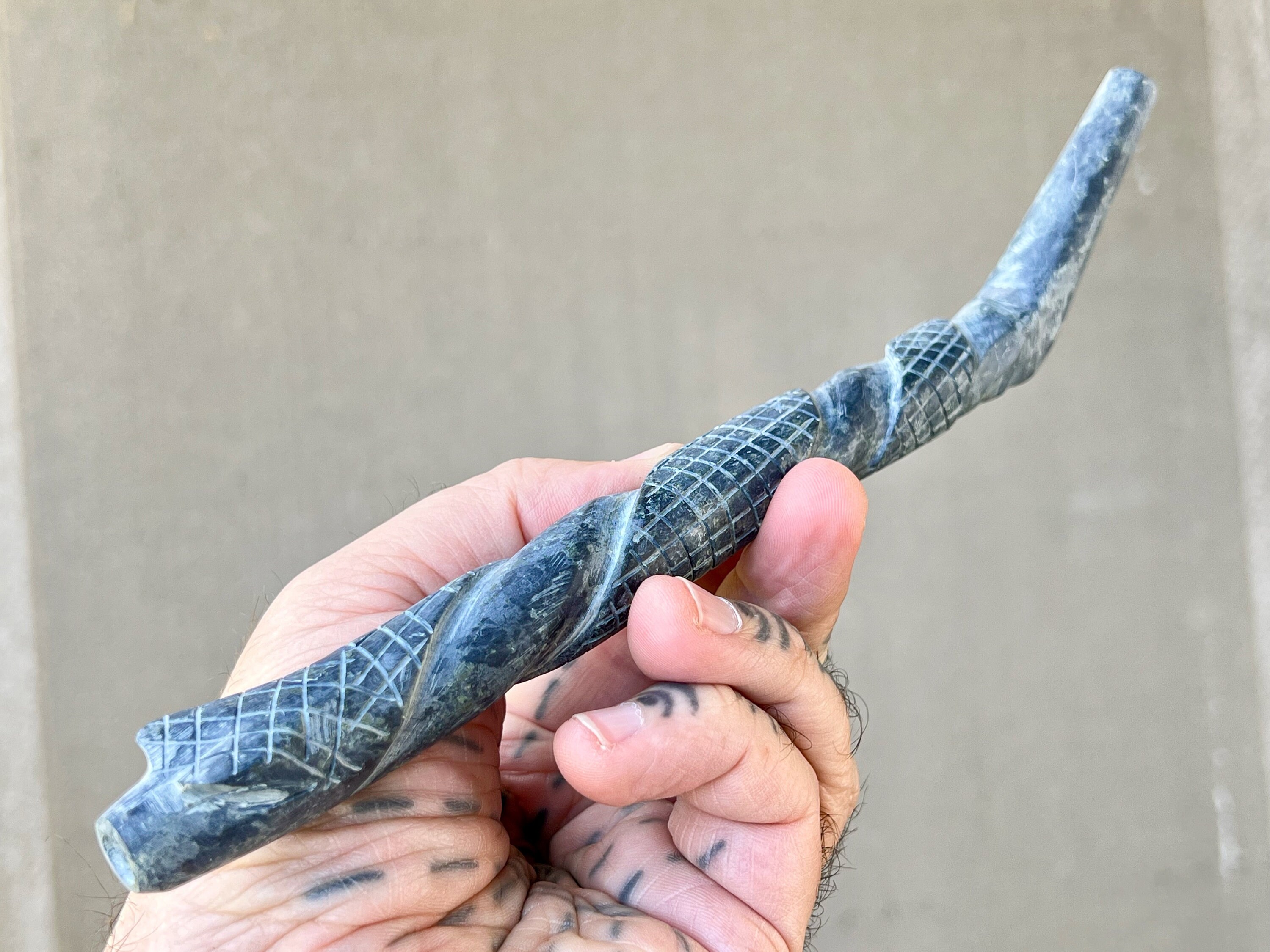 Stone Tepi Pipe, Andean Serpent Totem Tepi, Hand Carved from Stone in ...