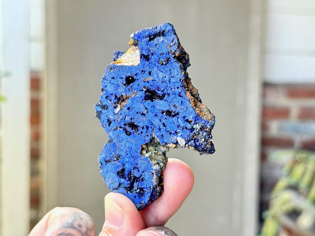 Azurite Crystal Slice, 77g, Natural Vibrant Blue Azurite Cross Section ...