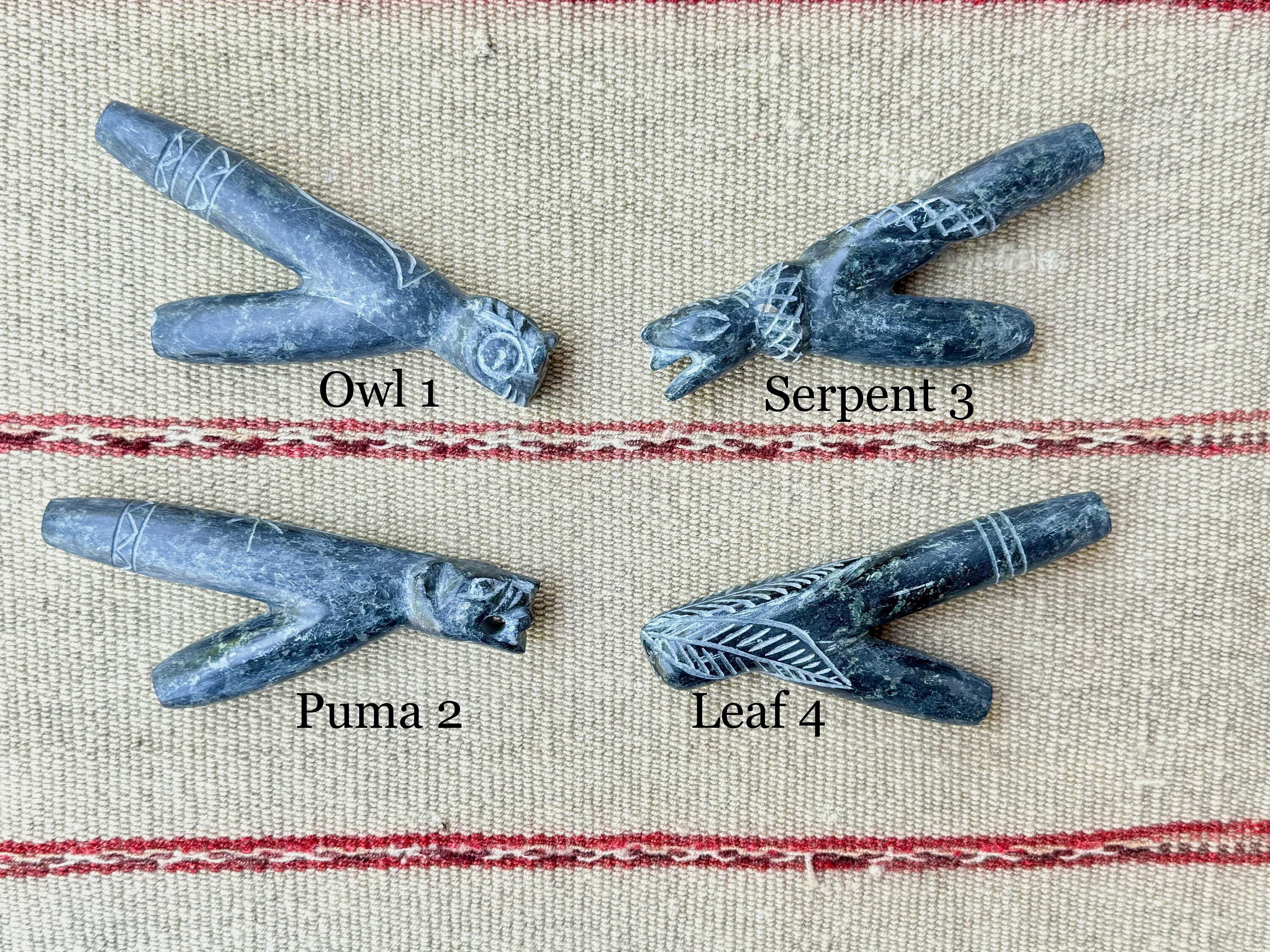 Serpentine Stone Animal Totem Kuripe, Your Choice of Owl, Puma, Serpent ...
