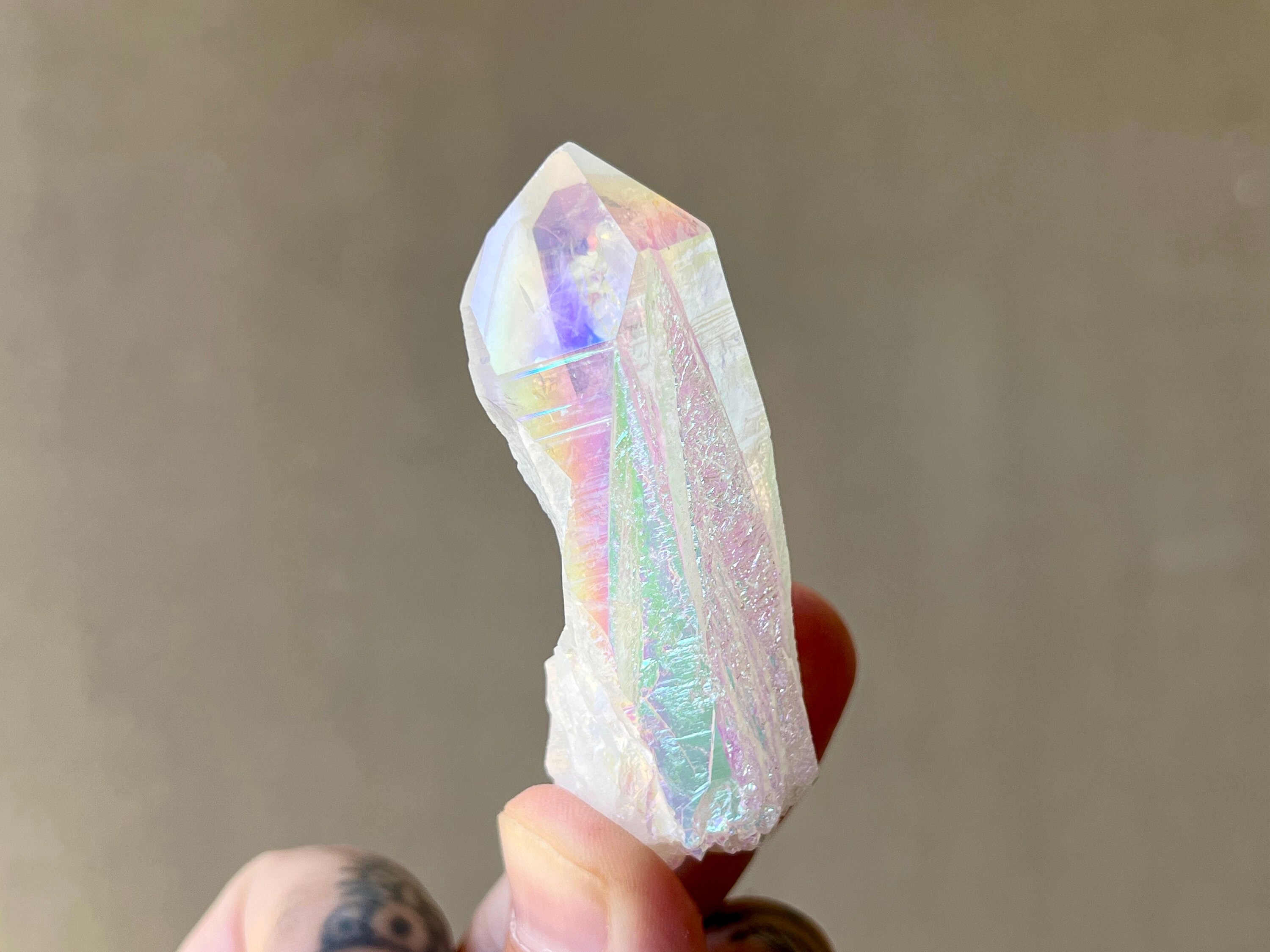 Opal Aura Quartz Crystal with Unique Key, Imprint Aura Quartz with ...