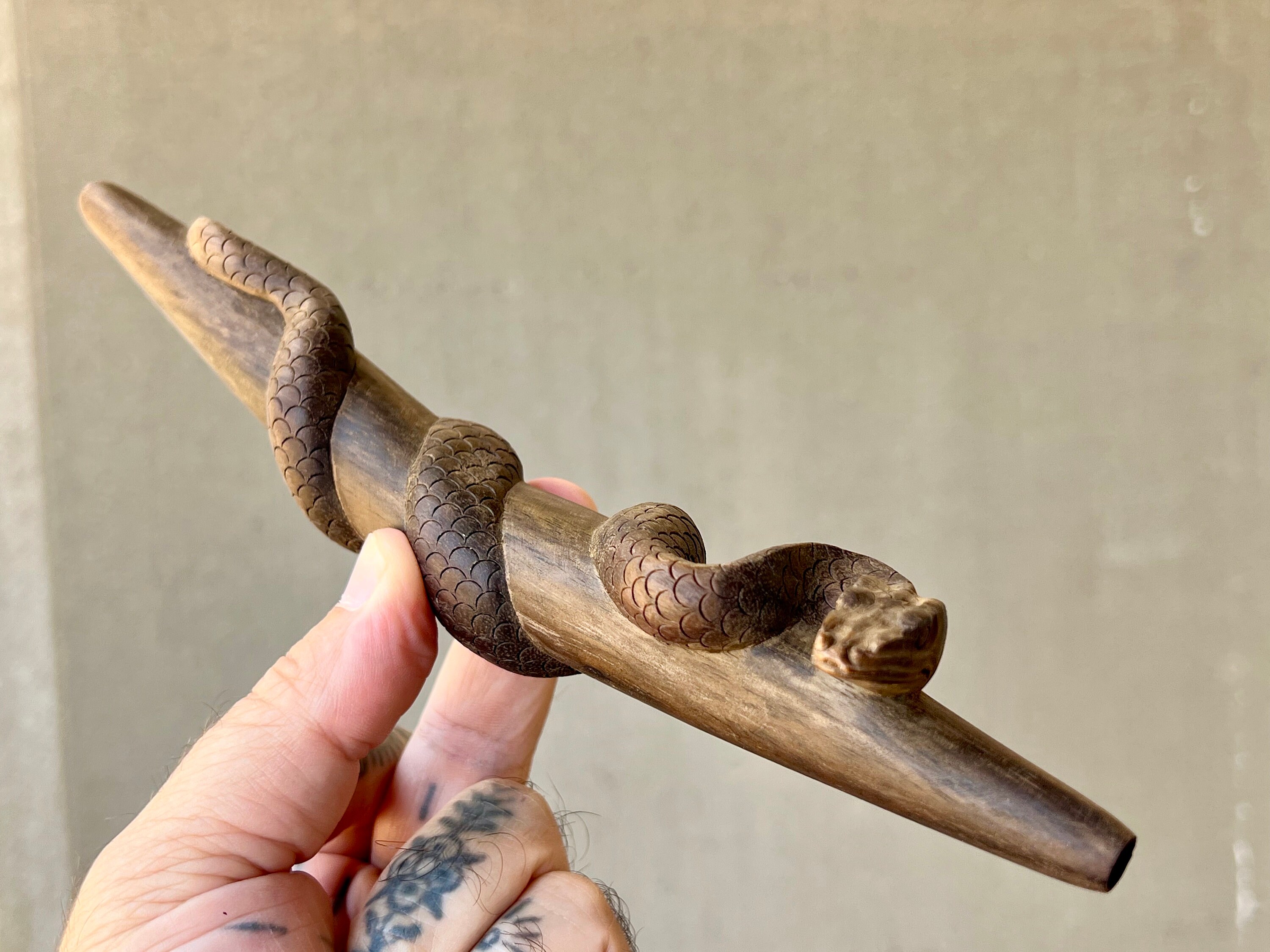 Tepi Pipe, Solid Wood Snake Tepi, Single Block Tepi, Hand Carved ...