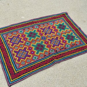 Shipibo Manta Cloth by Peruvian Artist Isabel Franchini, 17" X 25 ...