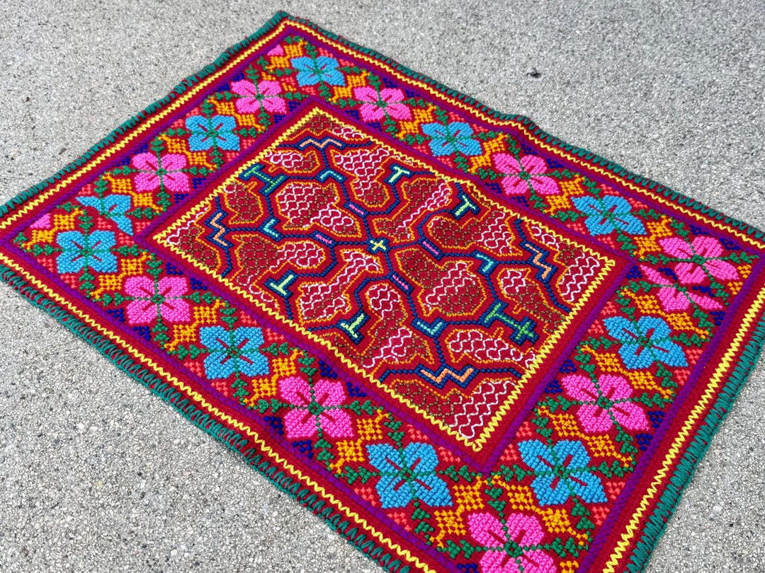 Nappe Shipibo Manta, 12,5 x 17 po, Nappe d'autel chamanique brodée pour ...