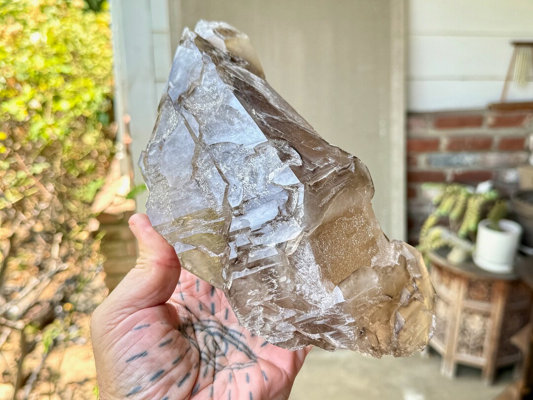 Fully Terminated Elestial Smoky Quartz Crystal With Golden Mica ...
