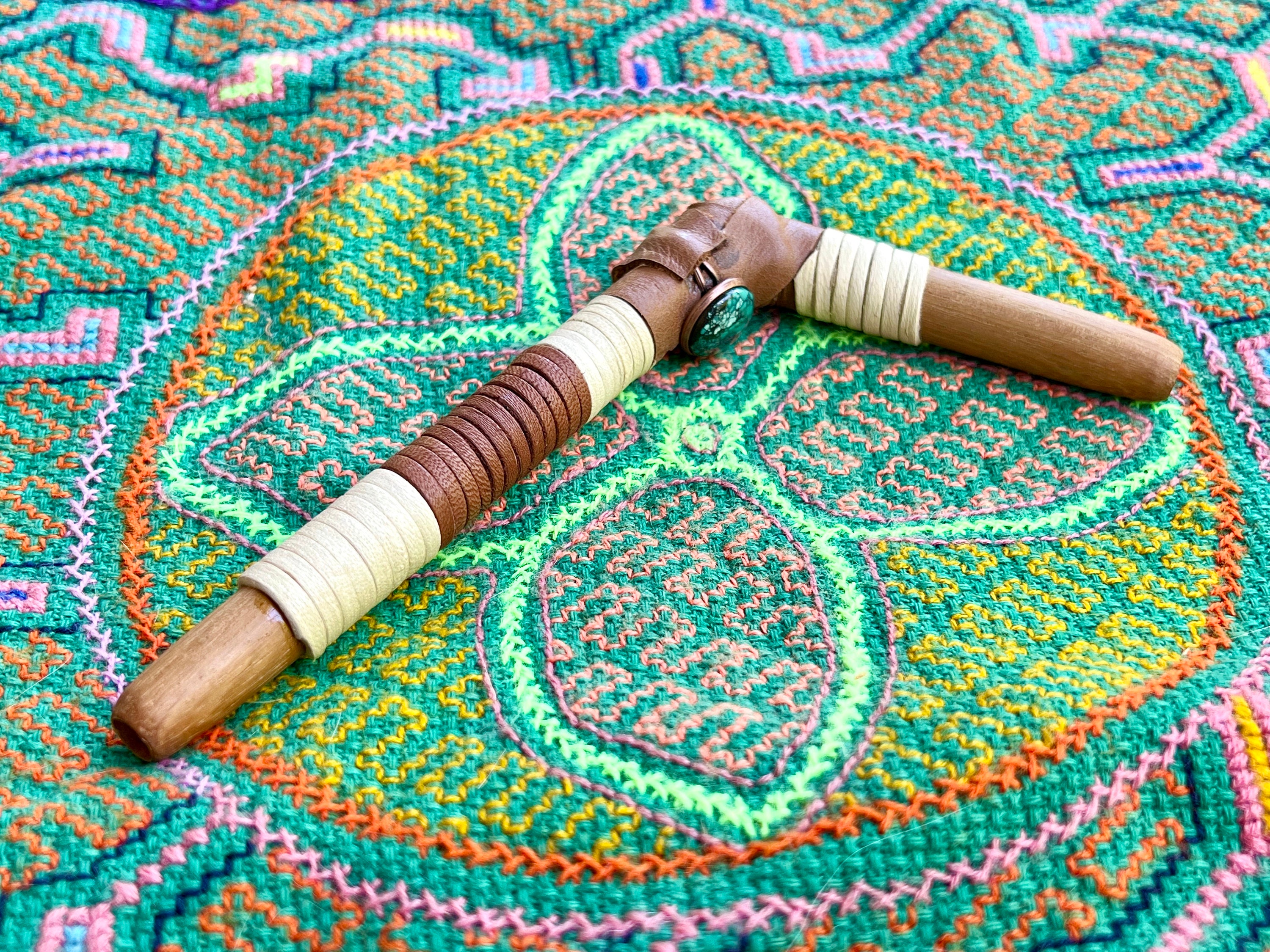 Tepi (kuripe) pipe with Cloud Mountain Turquoise, Solid Wood Tepi ...