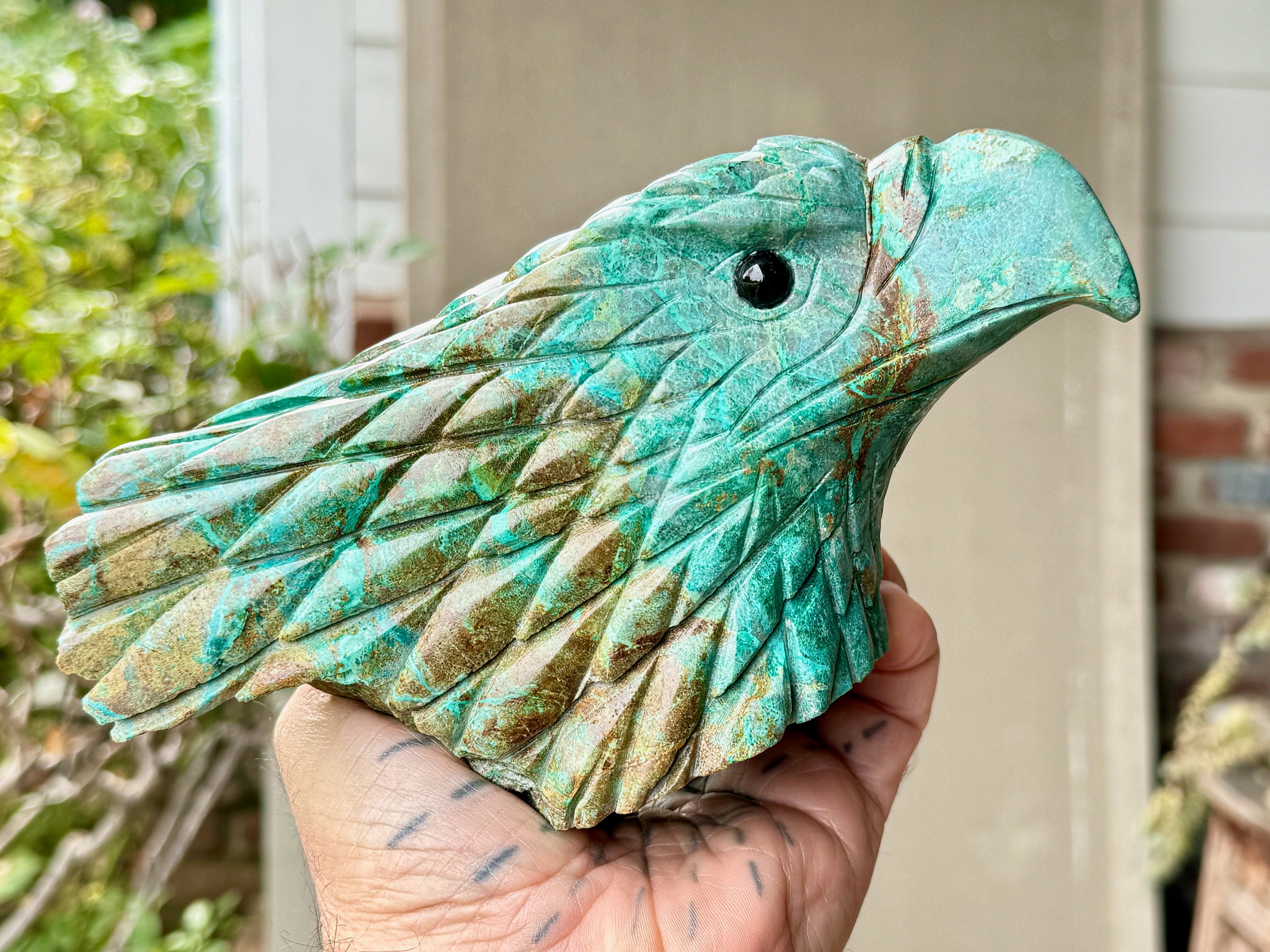 Andean Eagle Head Statue, Hand Carved from a Single Piece of Native ...