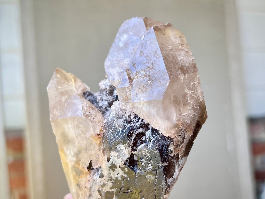 Elestial Smoky Quartz With Pink Mica, Yin-yang Formation for Masculine ...