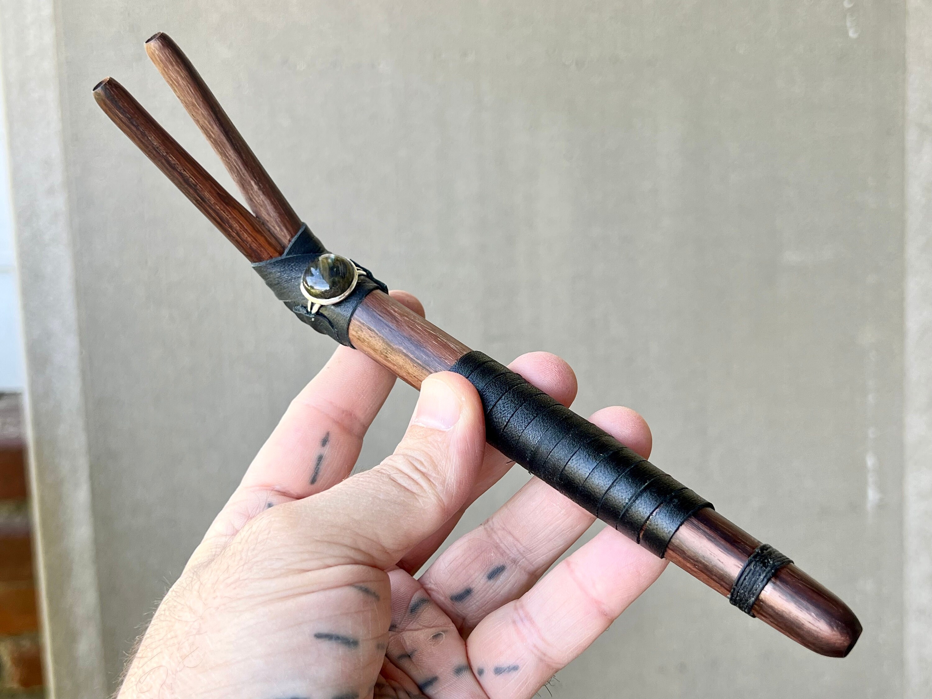 Double Tepi (kuripe) pipe with Labradorite, Solid Wood Tepi, shamanic ...