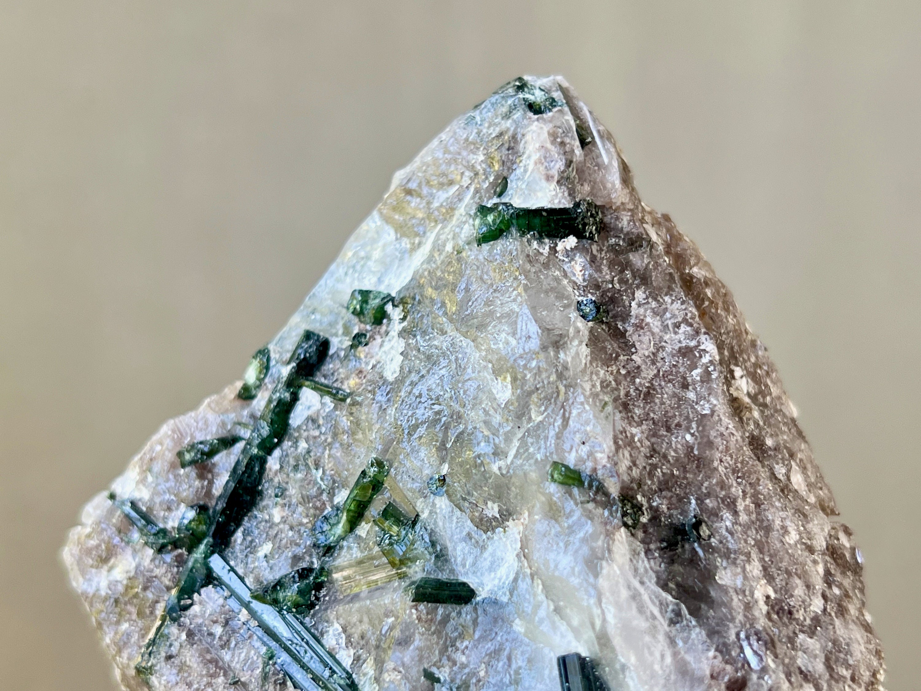 Lepidolite and Quartz with Vibrant Green Tourmaline Inclusions, New ...