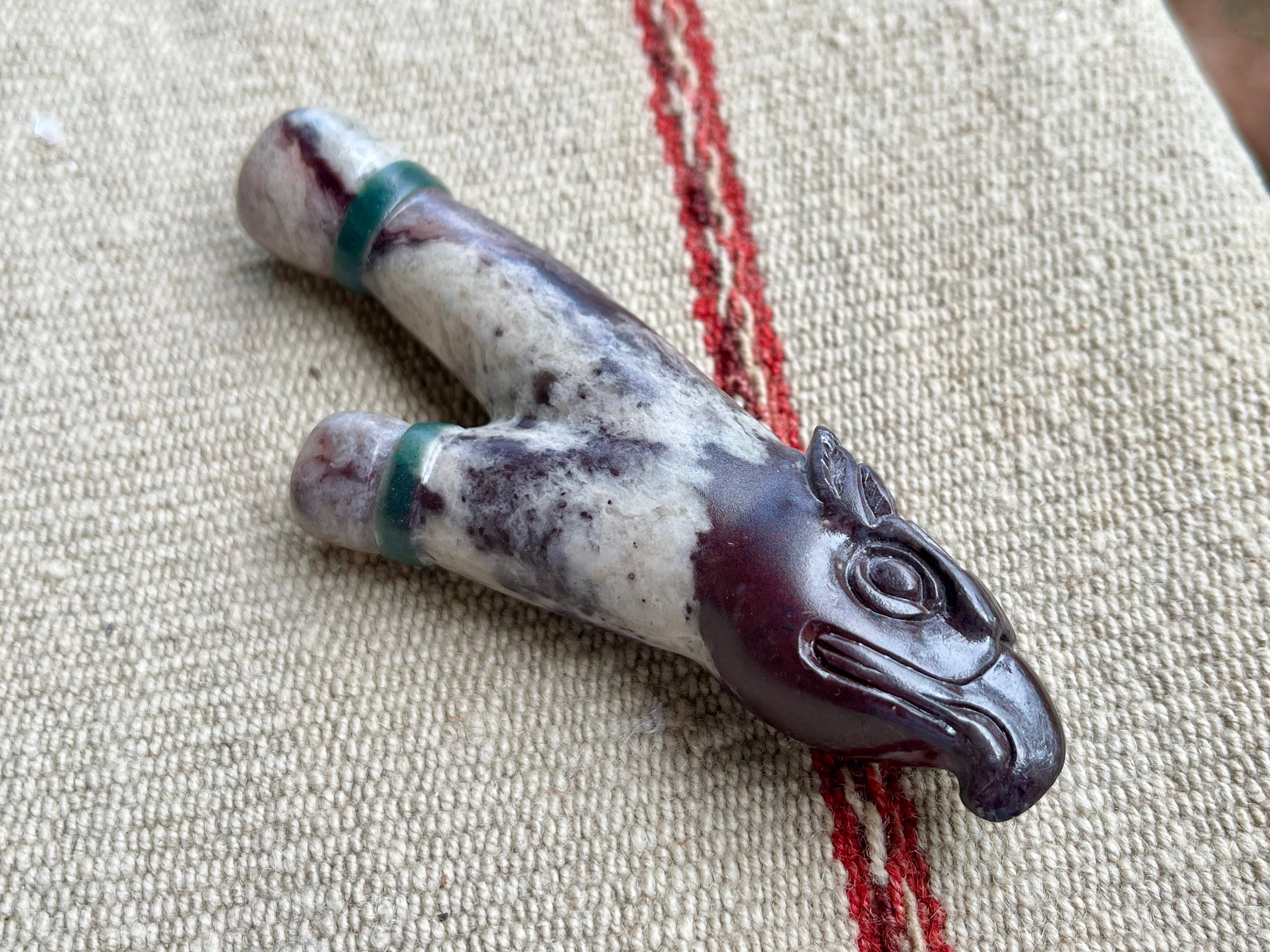 Kuripe, Rare Carved Stone Eagle Kuripe from Andean Highlands (Chavín ...