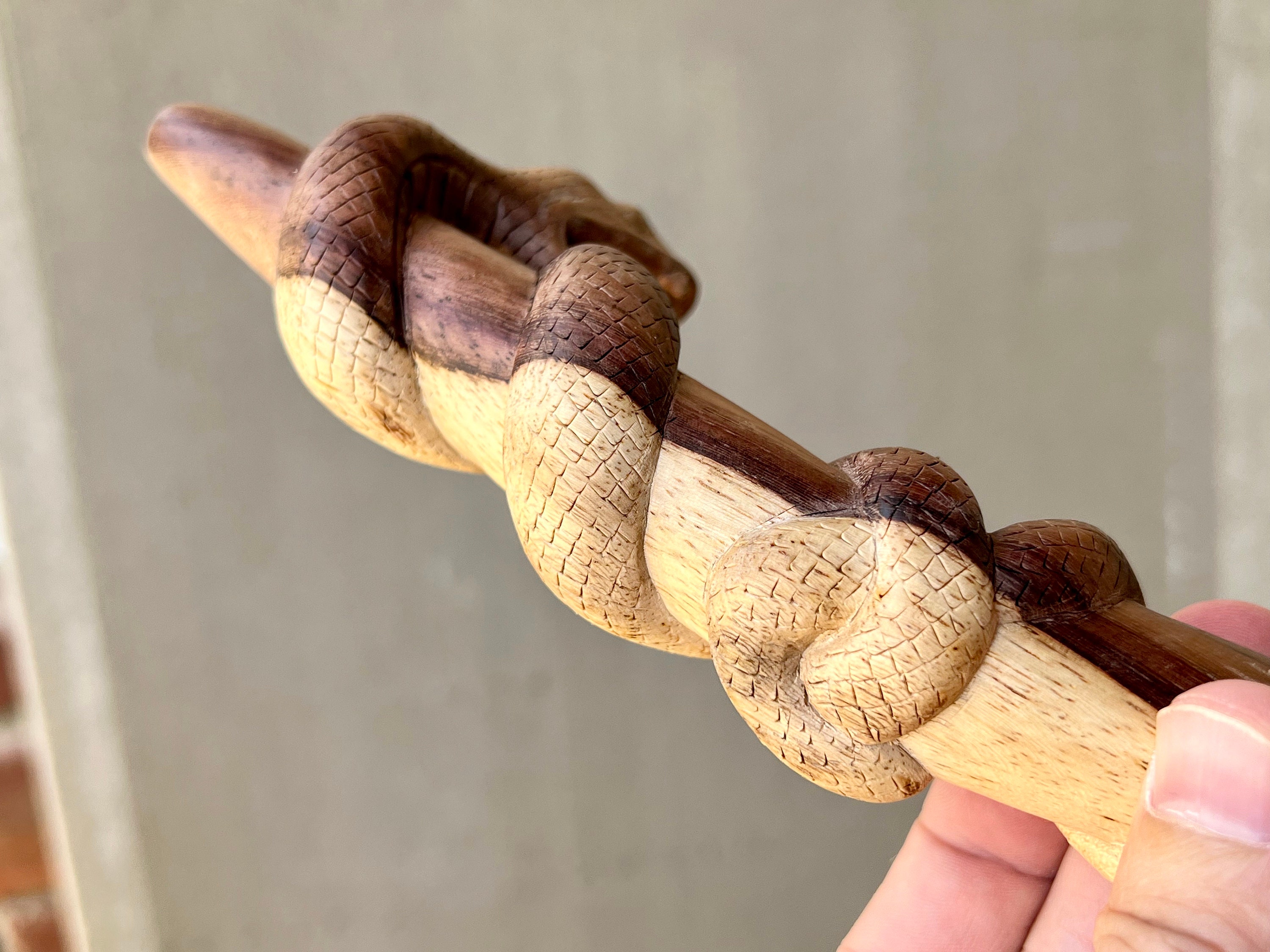 Snake Totem Tepi Pipe, Solid Wood Double Serpent Tepi for Rapé, Single ...