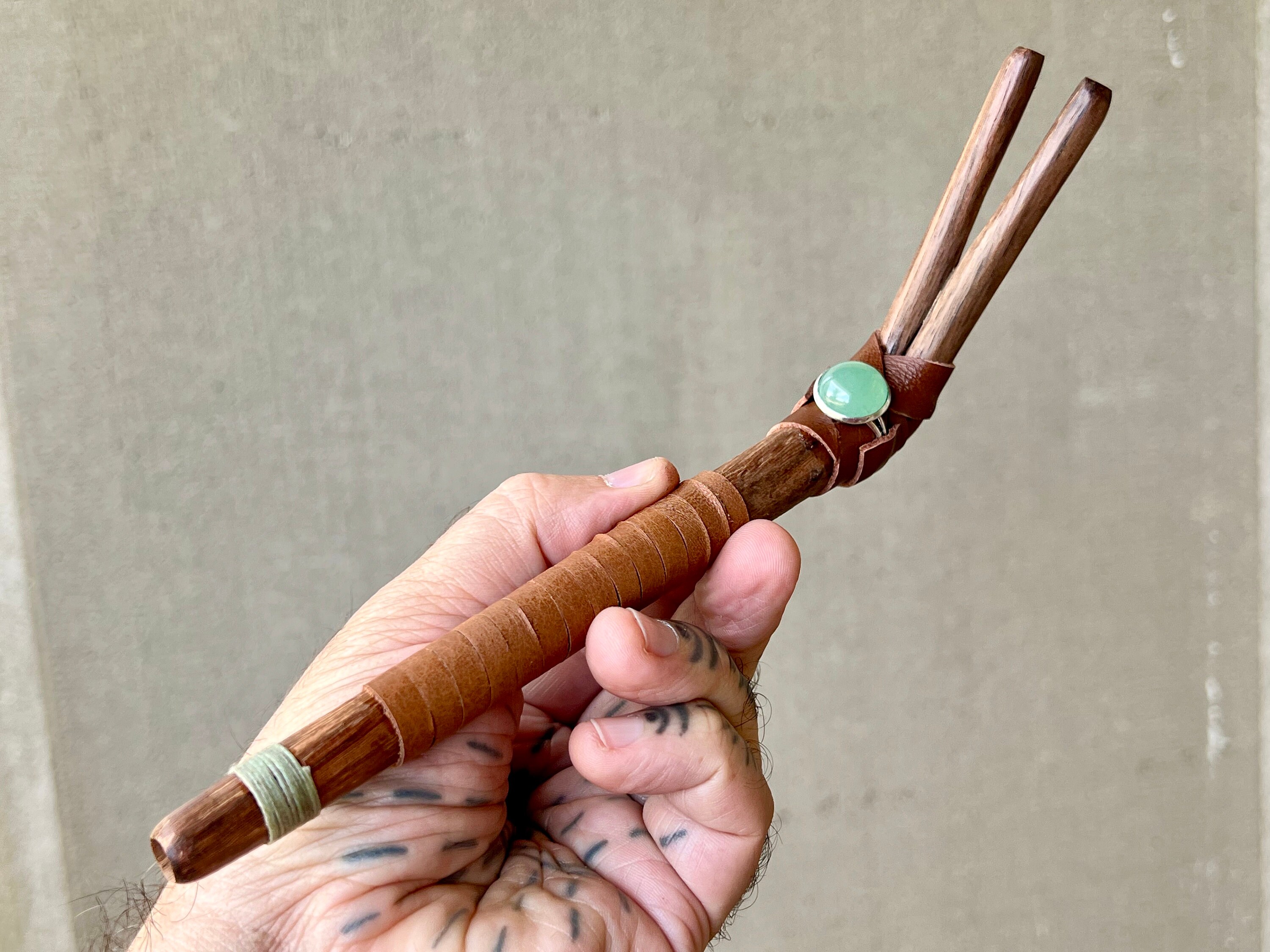 Double Tepi (kuripe) pipe with Aventurine, Dark Wood Tepi, shamanic ...
