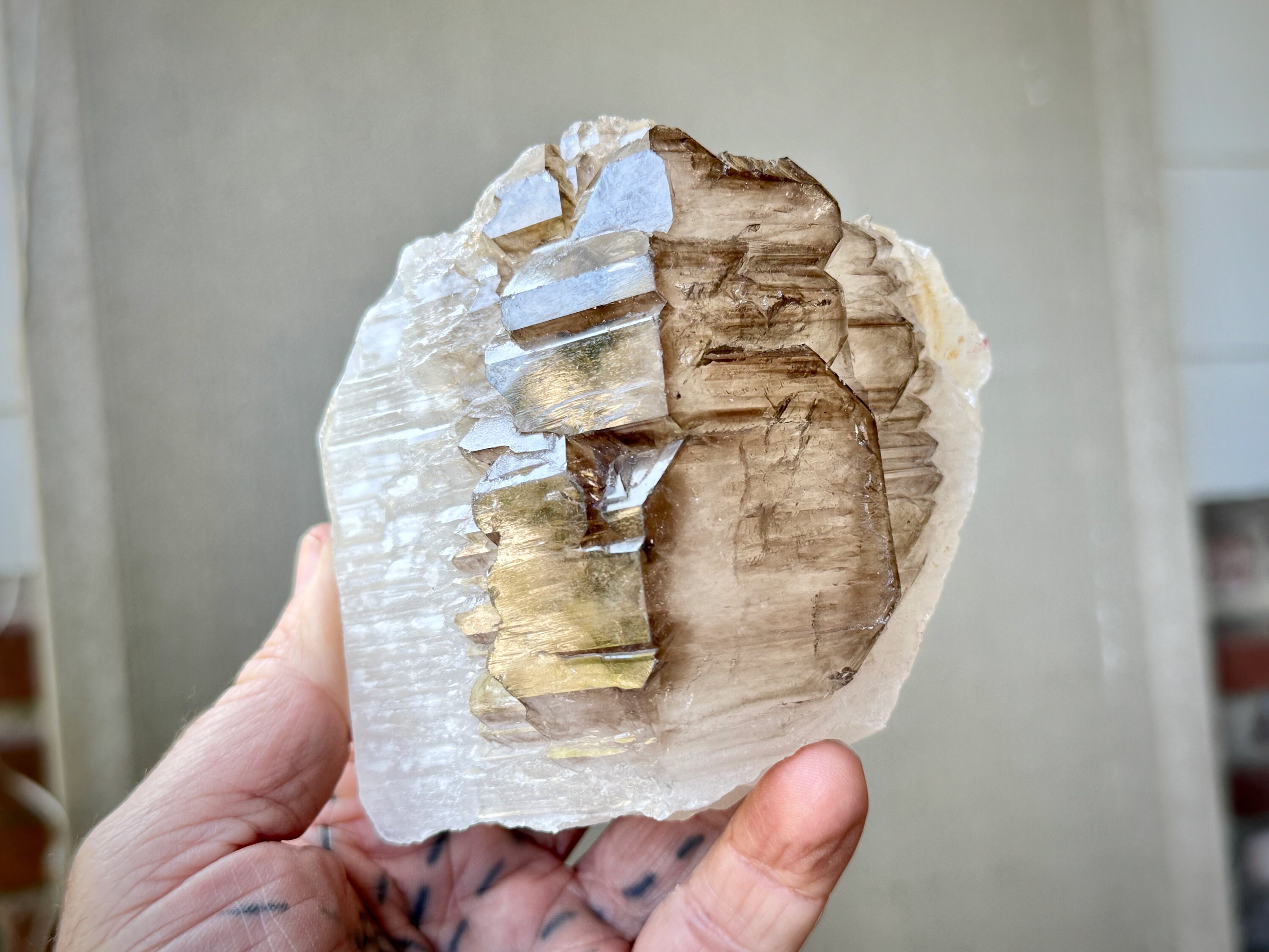 Elestial Jacare Quartz with Beautiful Smoky Overgrowth and Lustrous ...