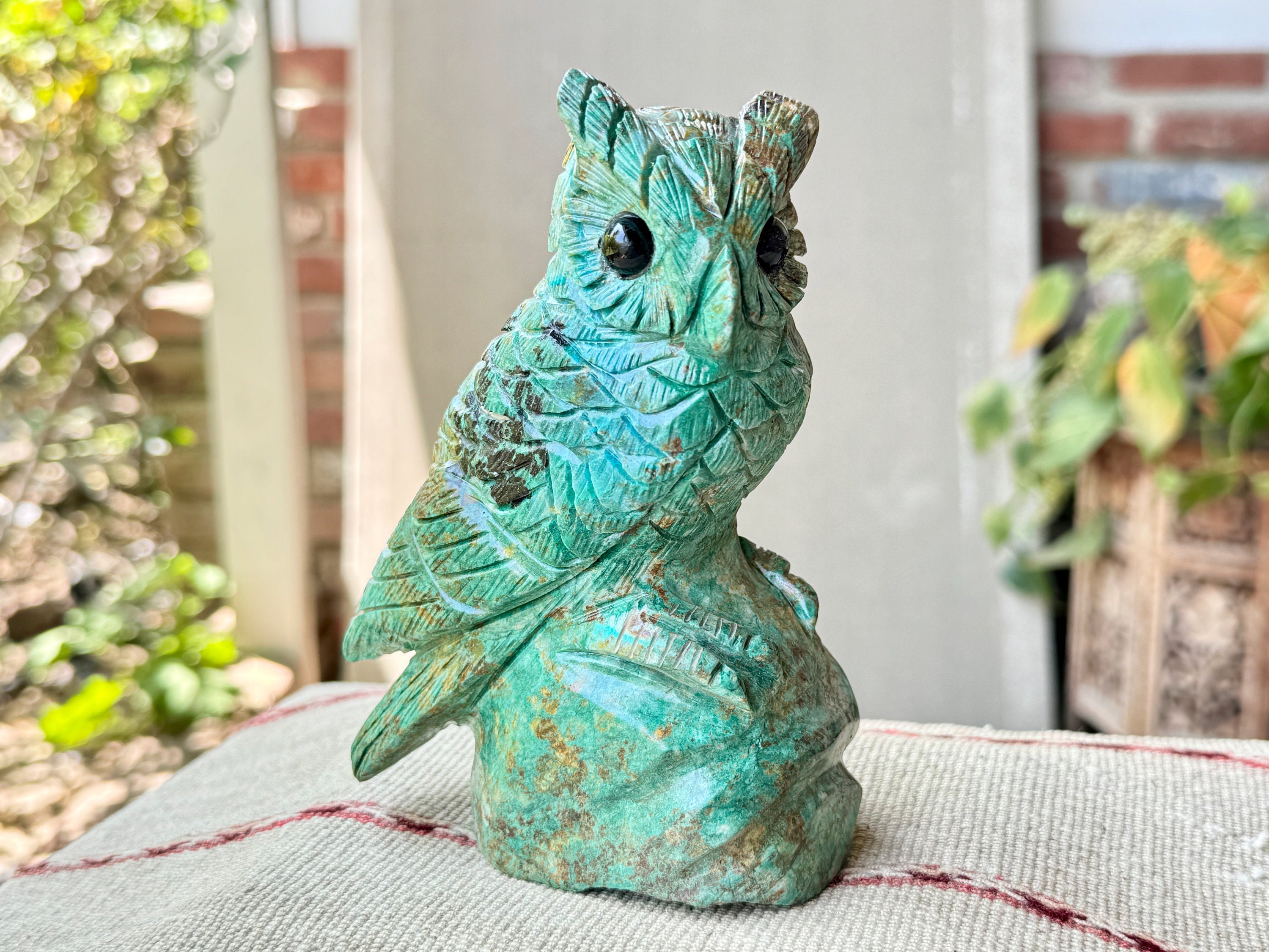 Andean Owl Statue by Peruvian Artist Jacob Sullka, Hand Carved from a ...