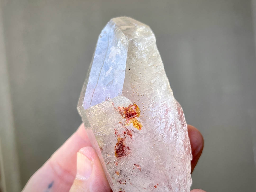 Red Magnesite Quartz Crystal, Water Clear Quartz With Red Magnesite ...