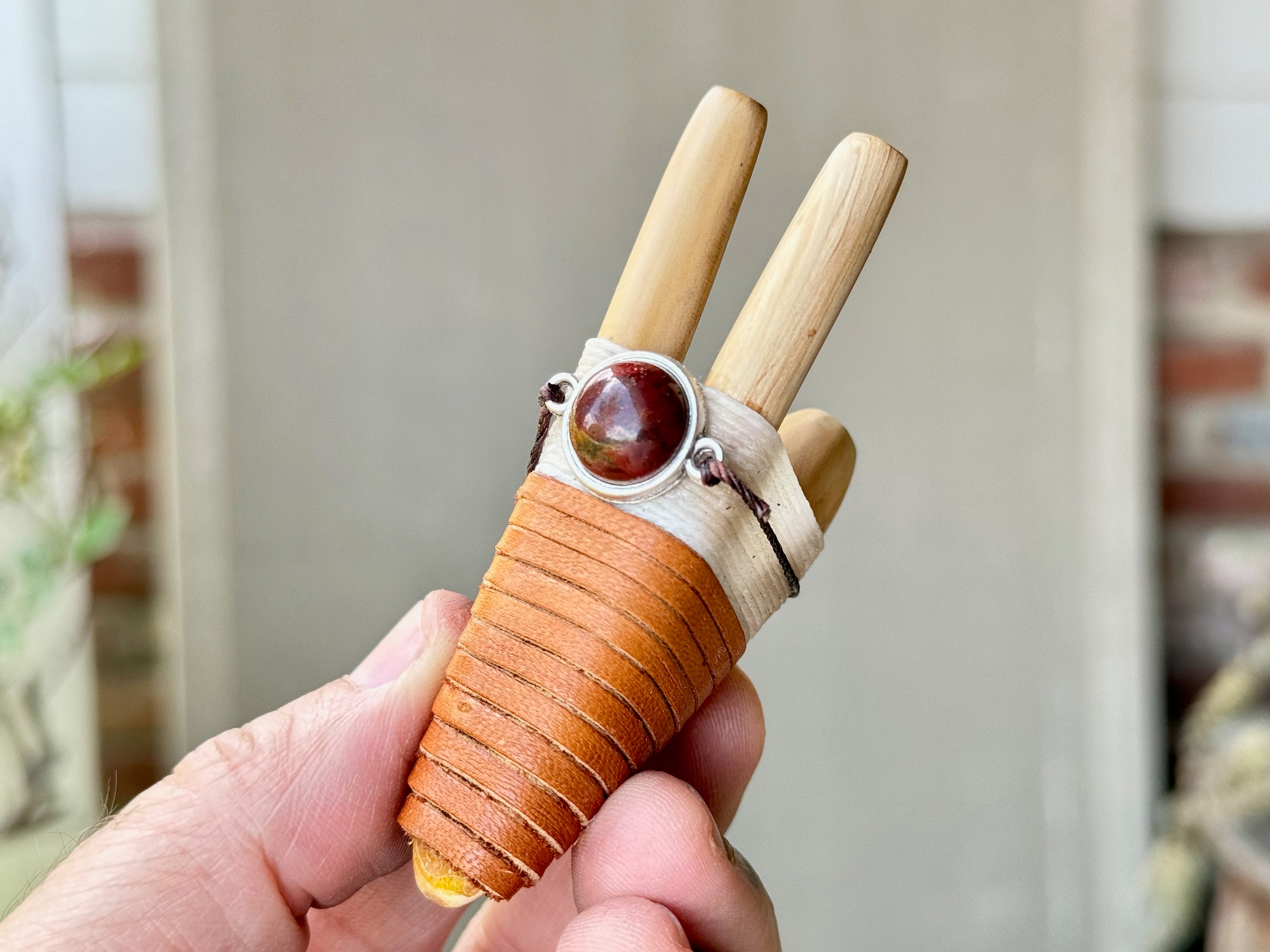 Double Kuripe, Handcrafted Natural Wood Kuripe with Carnelian Agate ...