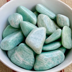 Amazonite, Calming Energy, Heart Chakra and Throat Chakra, Polished Amazonite Tumbles With ...