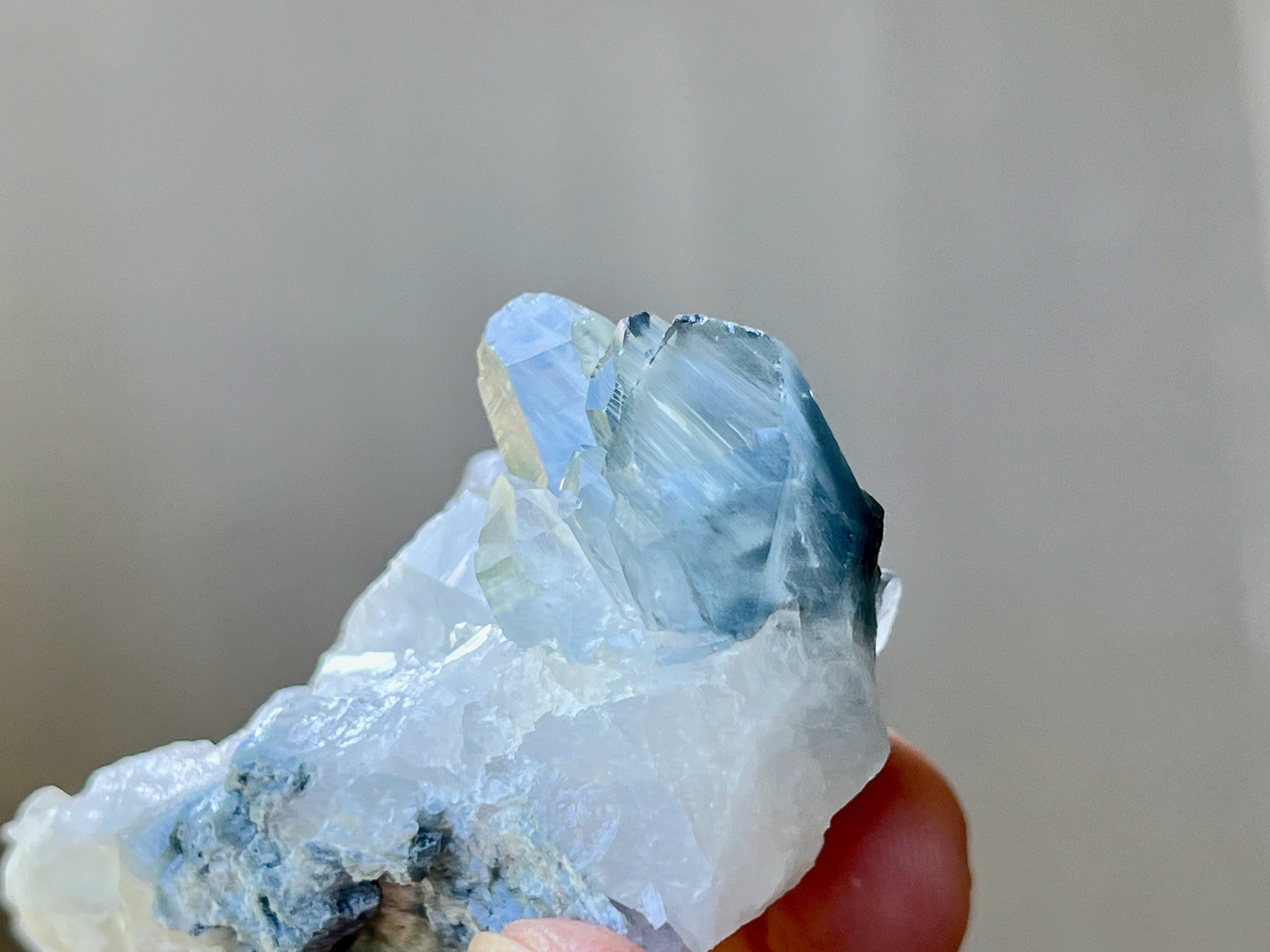Blue Tara Quartz Cluster with Vibrant Blue Riebeckite Inclusions, New ...