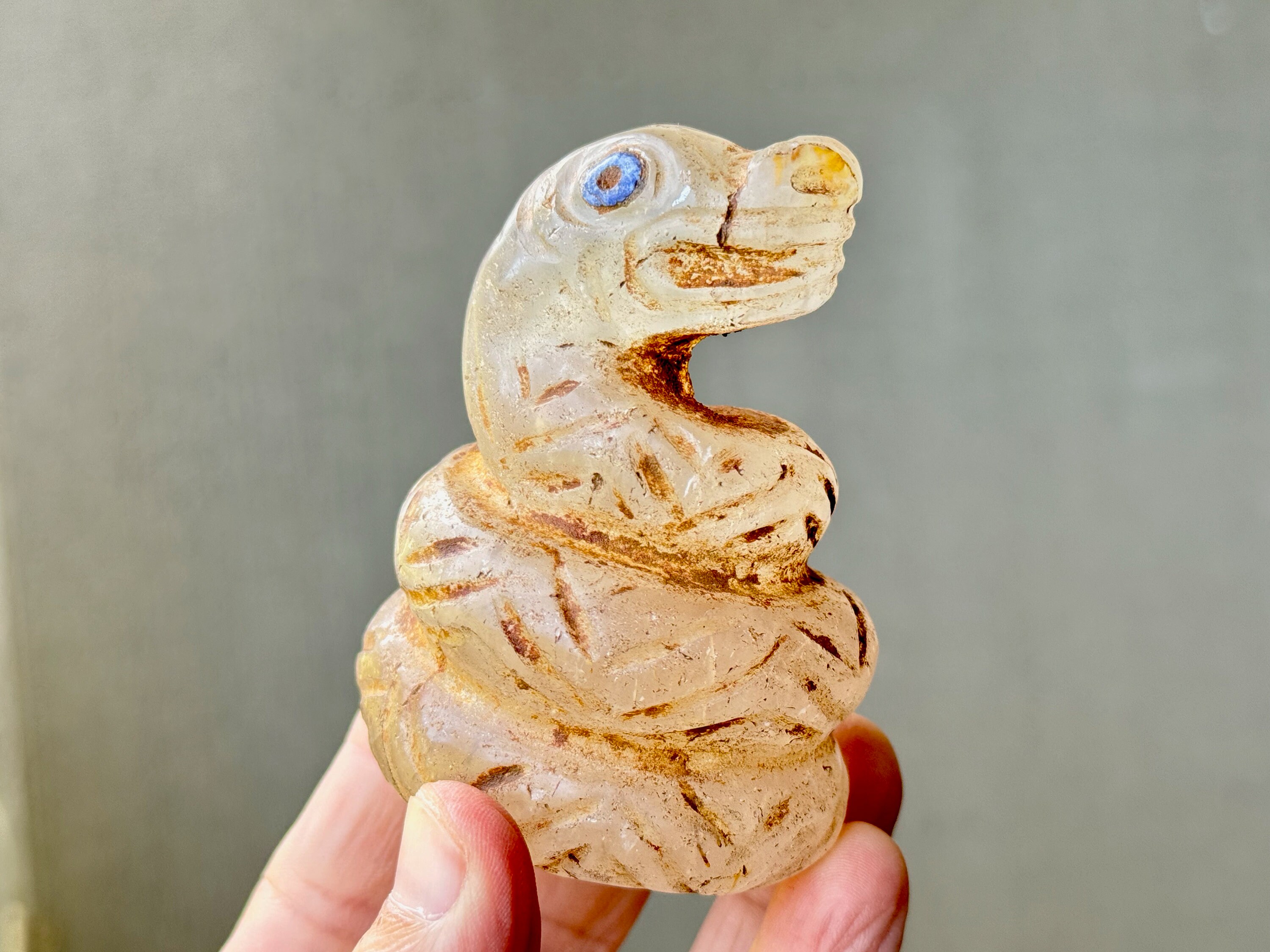 Incan Crystal Serpent, Hand Carved Quartz Snake Figurine for Shamanic ...