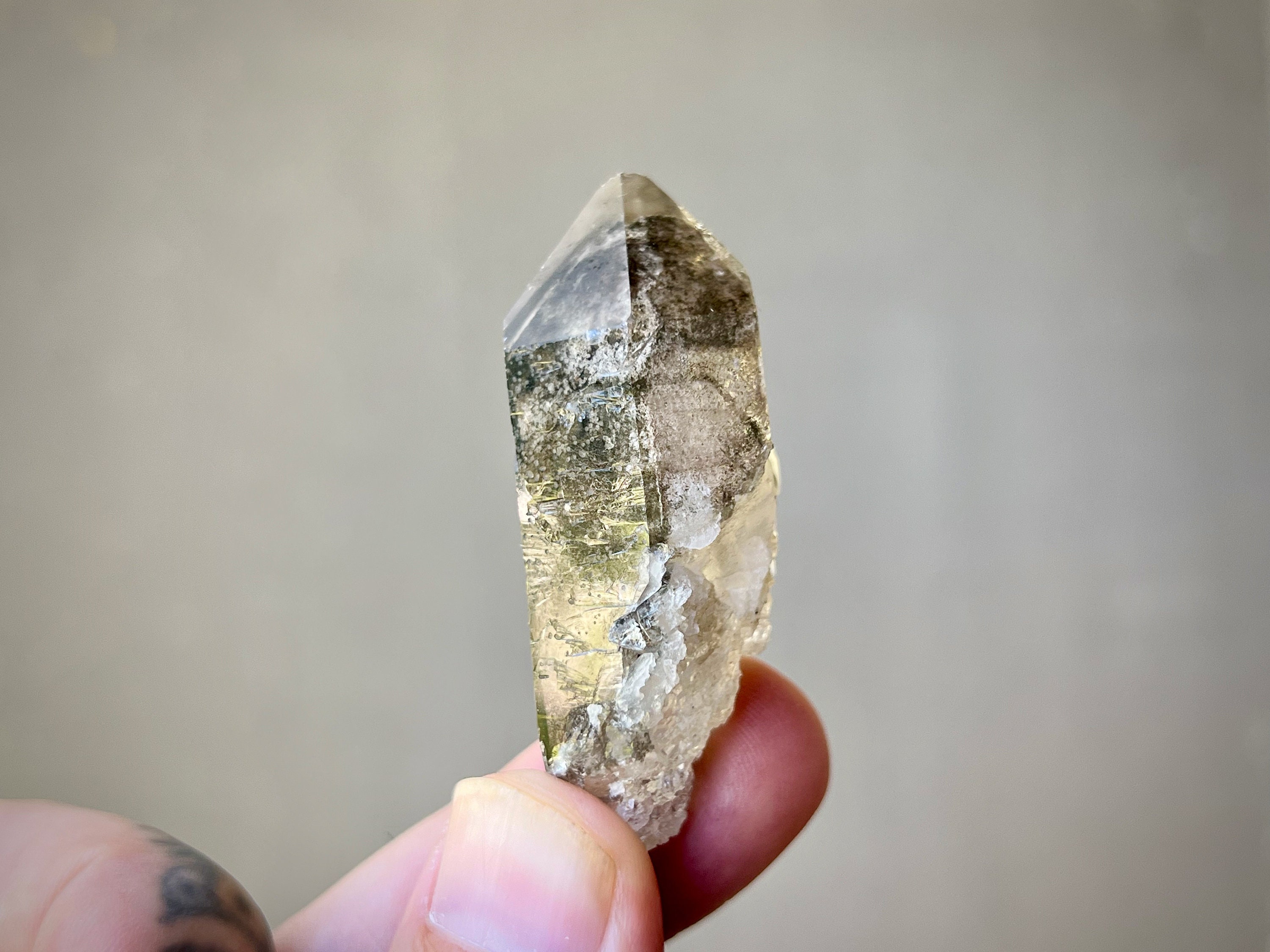Smoky Lodolite Quartz with Beautiful Layered Inclusions of Green ...