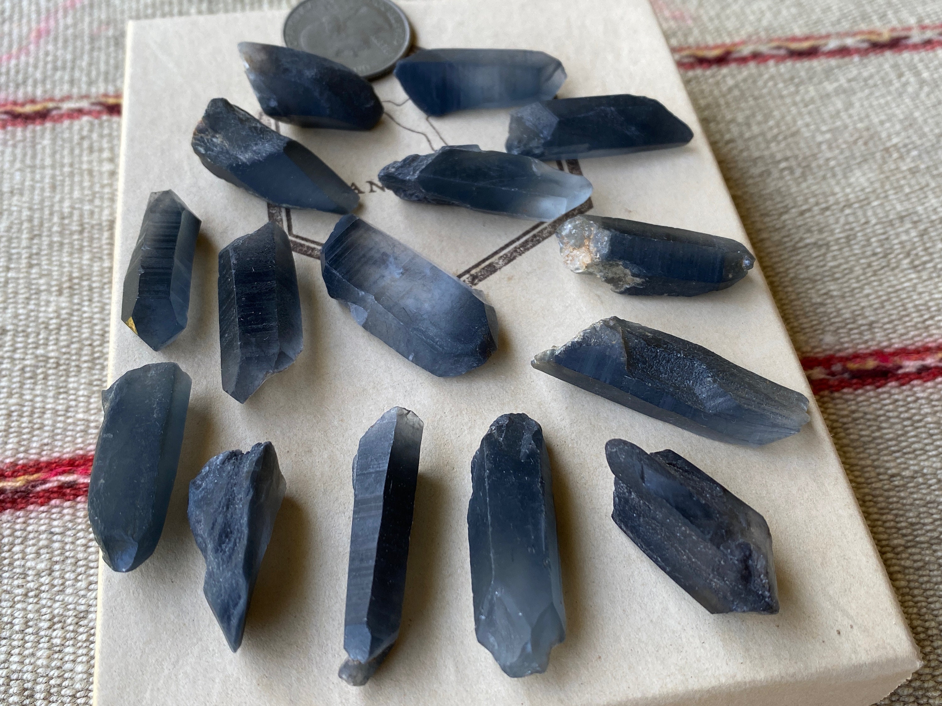 Blue Tara Quartz Lot, 15 Pieces with Vibrant Blue Riebeckite Inclusions ...