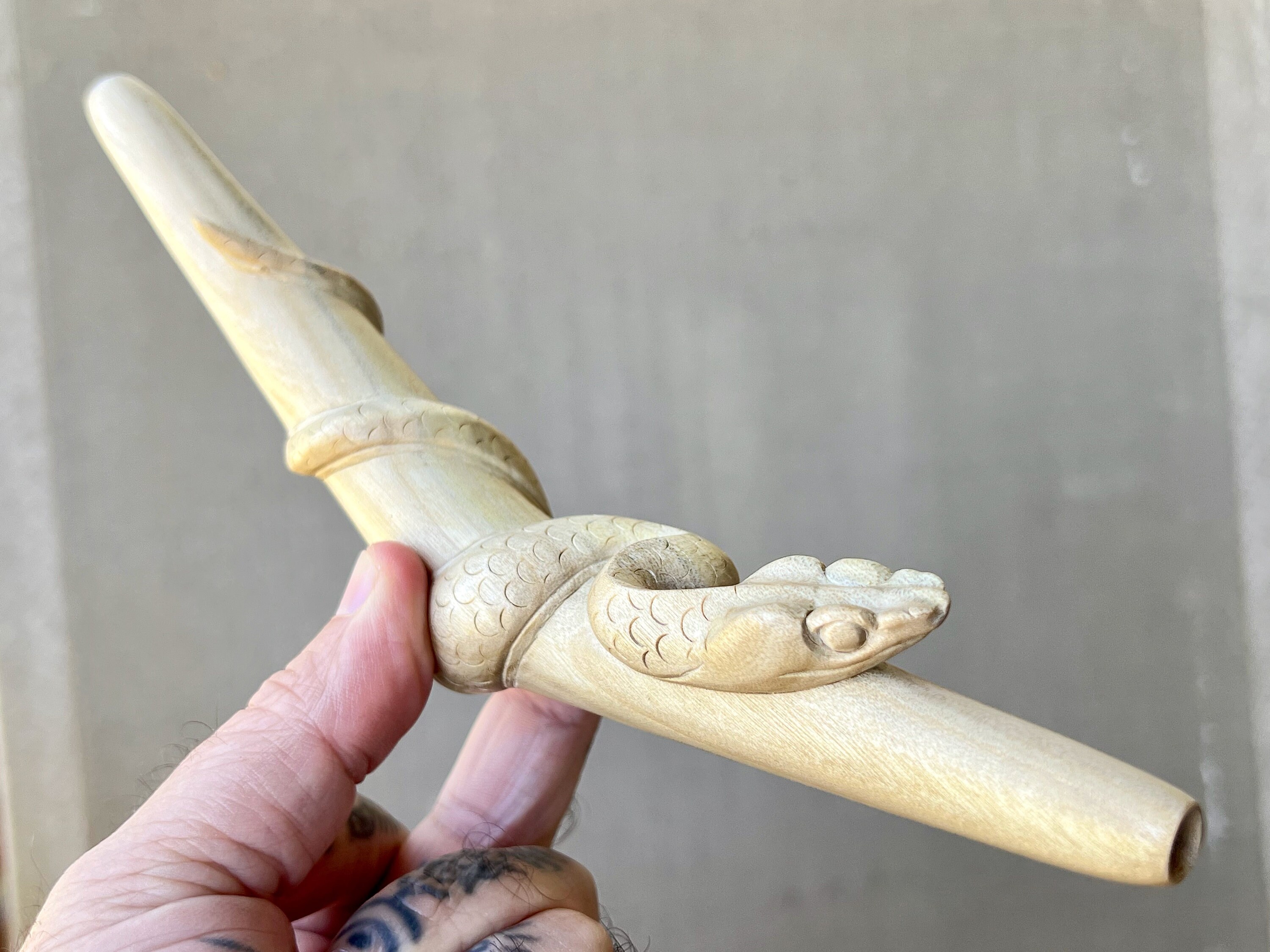 Serpent Tepi Pipe, Solid Wood Snake Tepi with Beautiful Detail, Hand ...