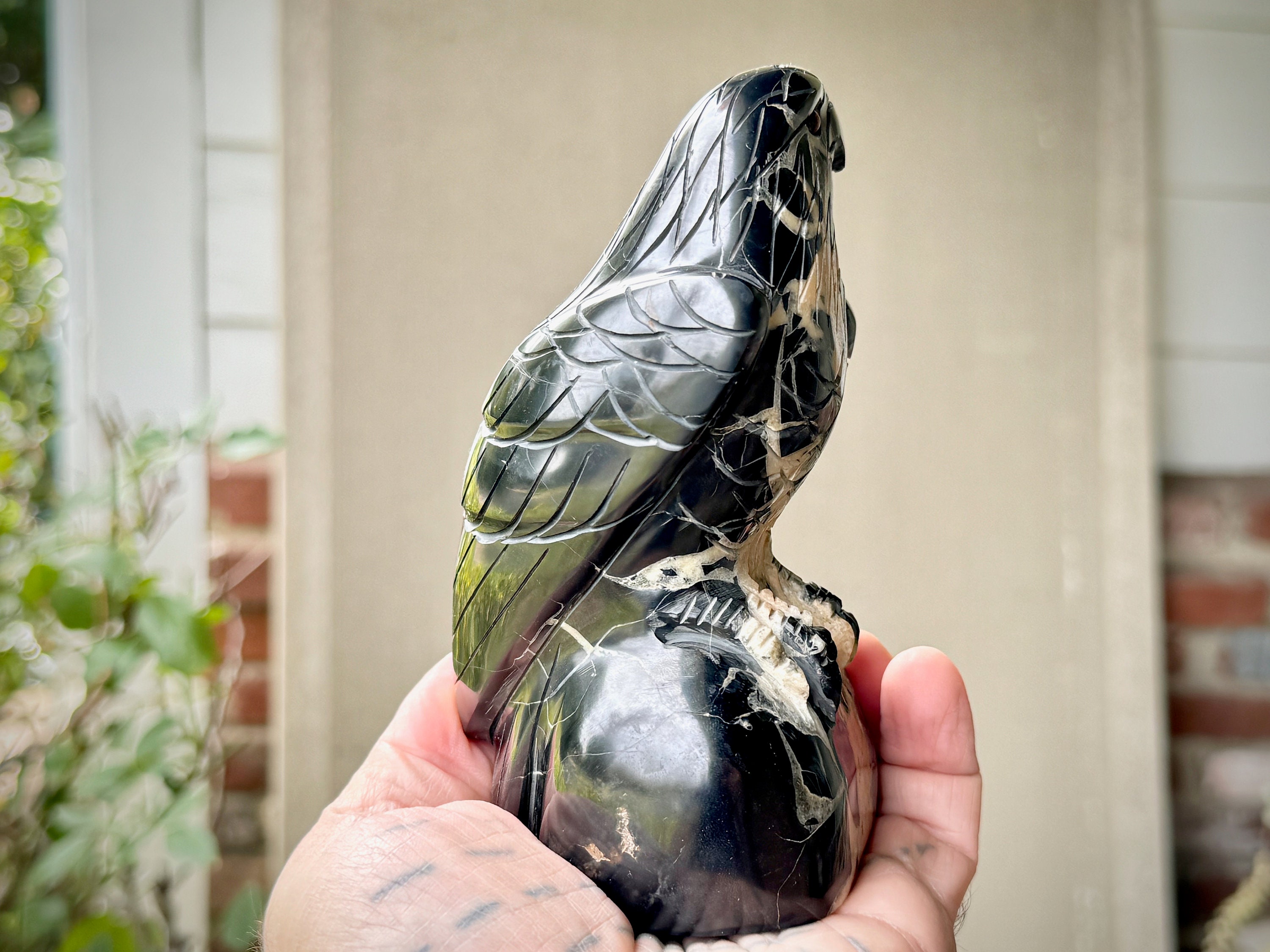 Andean Eagle Statue by Peruvian Artist Ozwaldo Perez, Hand Carved from ...