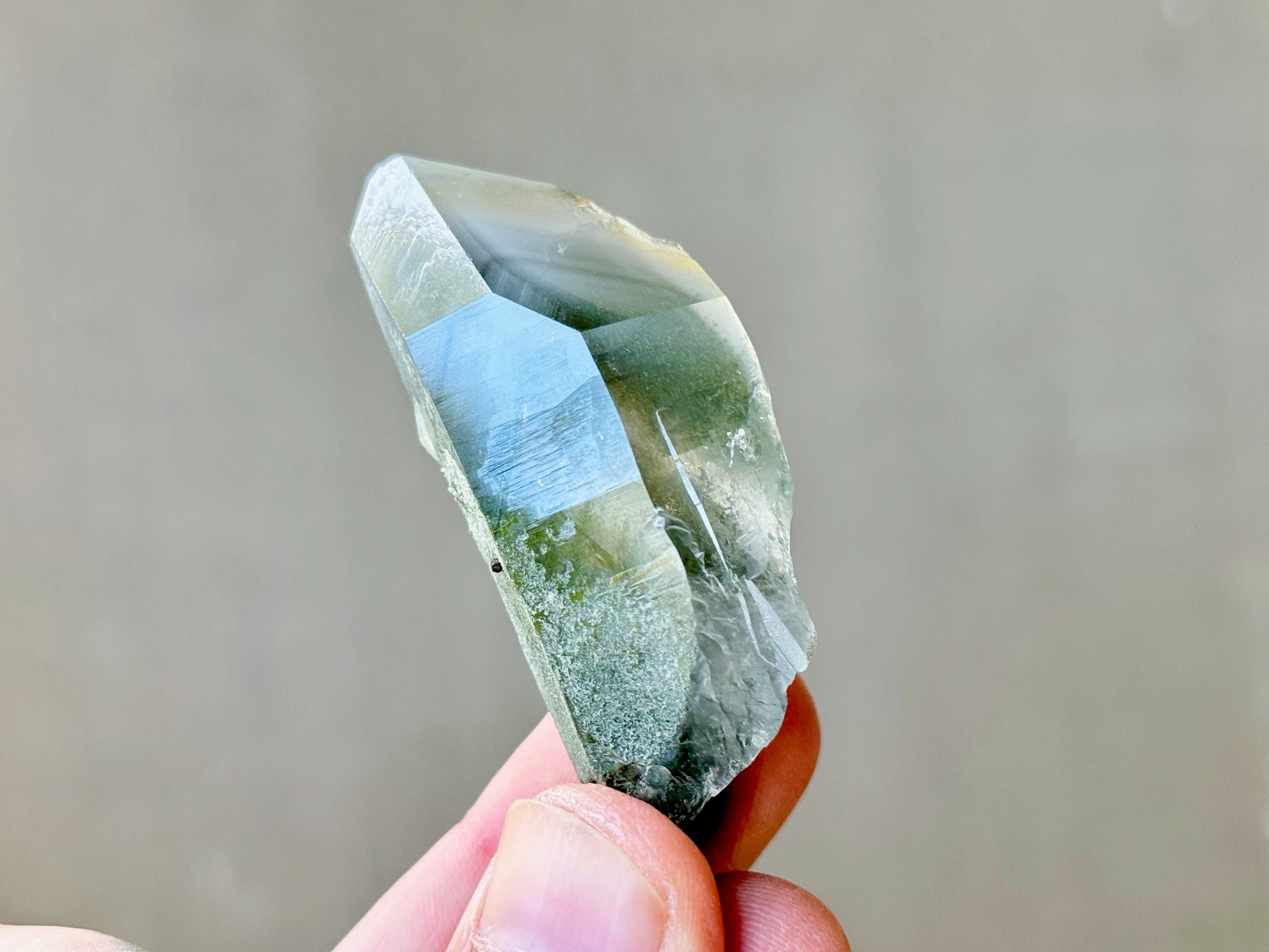 Green Chlorite Phantom Quartz with Vibrant Pyramidal Inclusions, New ...