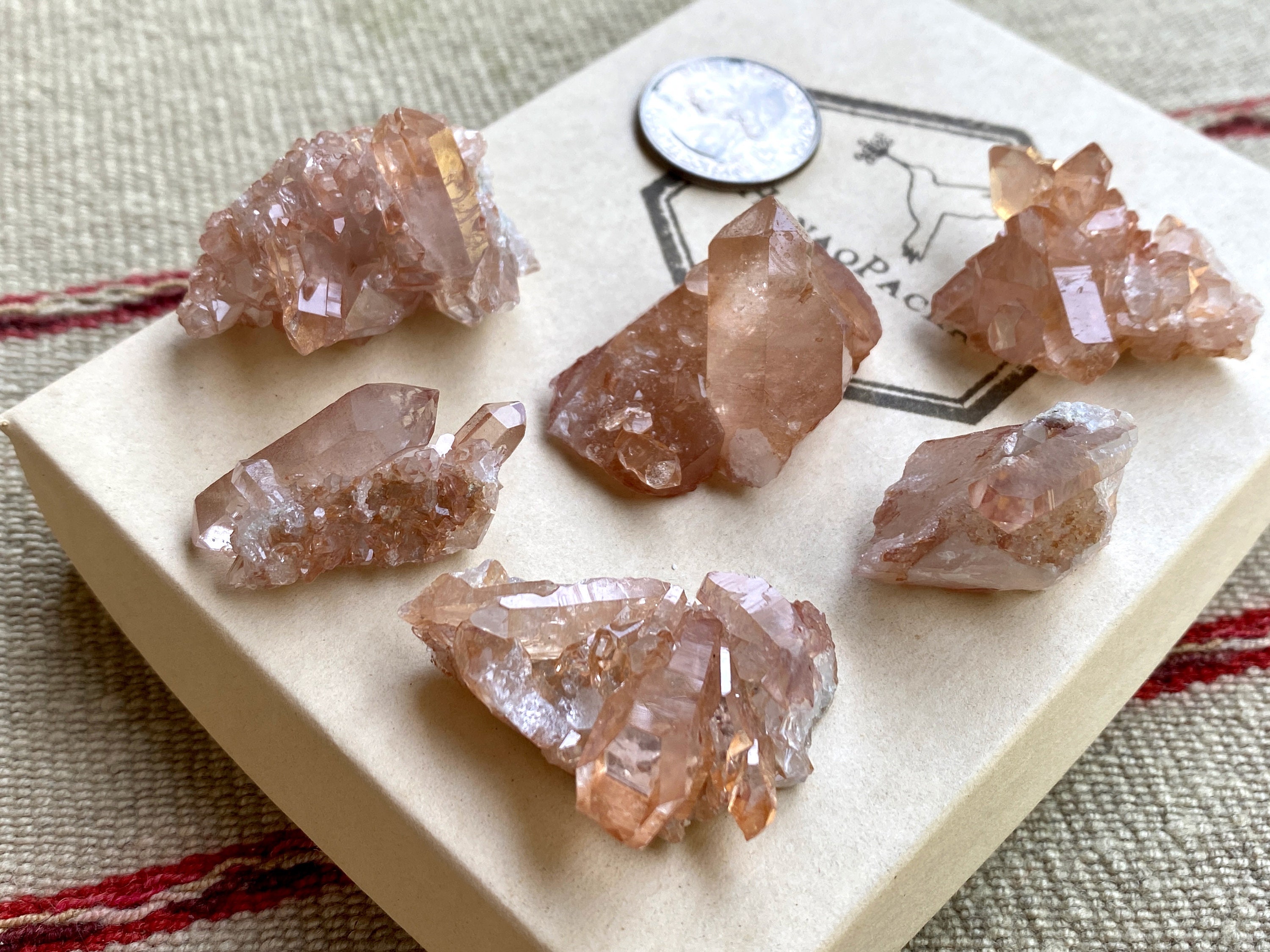 Tangerine Quartz Lot, 6 Pieces, Natural Tangerine Quartz Clusters with ...