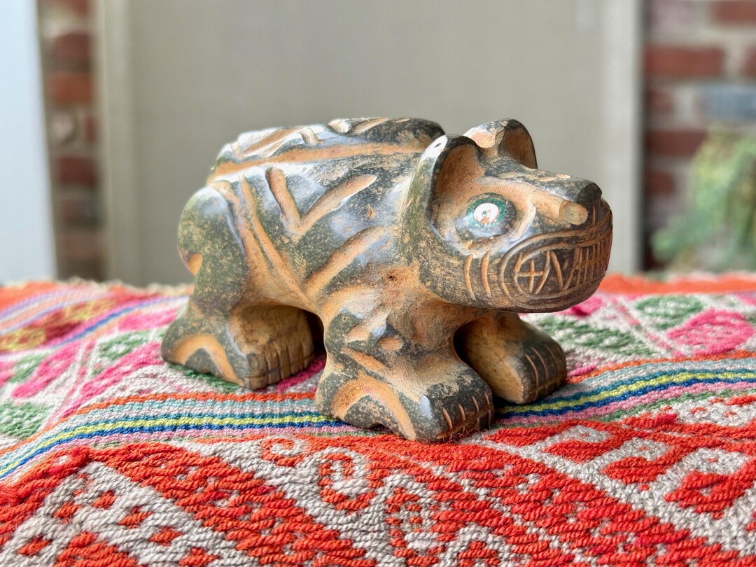 Stone Jaguar, Andean Puma Totem, Hand Carved of Sacred Stone From Apu ...