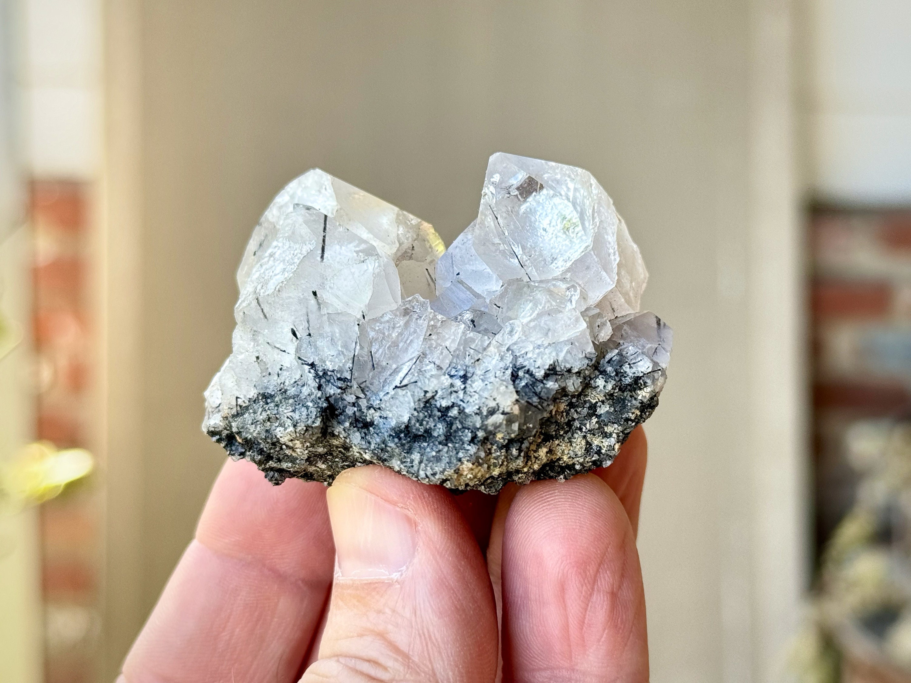 Black Samadhi Quartz Cluster with Black Tourmaline, Himalayan Quartz ...