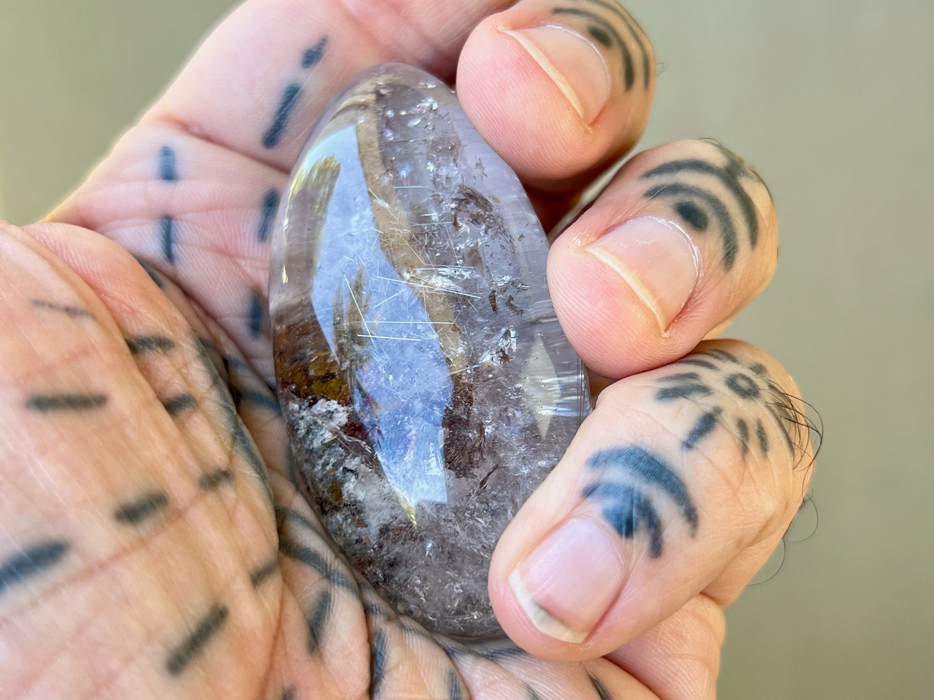 Quartz Crystal Ovular Dome with Dark Red Hematite Inclusions, Water ...