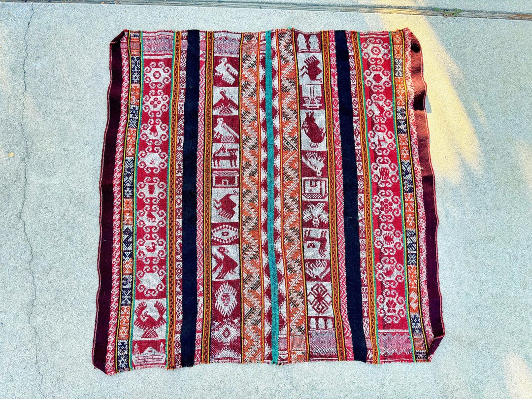 Andean Manta Cloth From Patakancha, Ollantaytambo, Large Size 38" X 37 ...