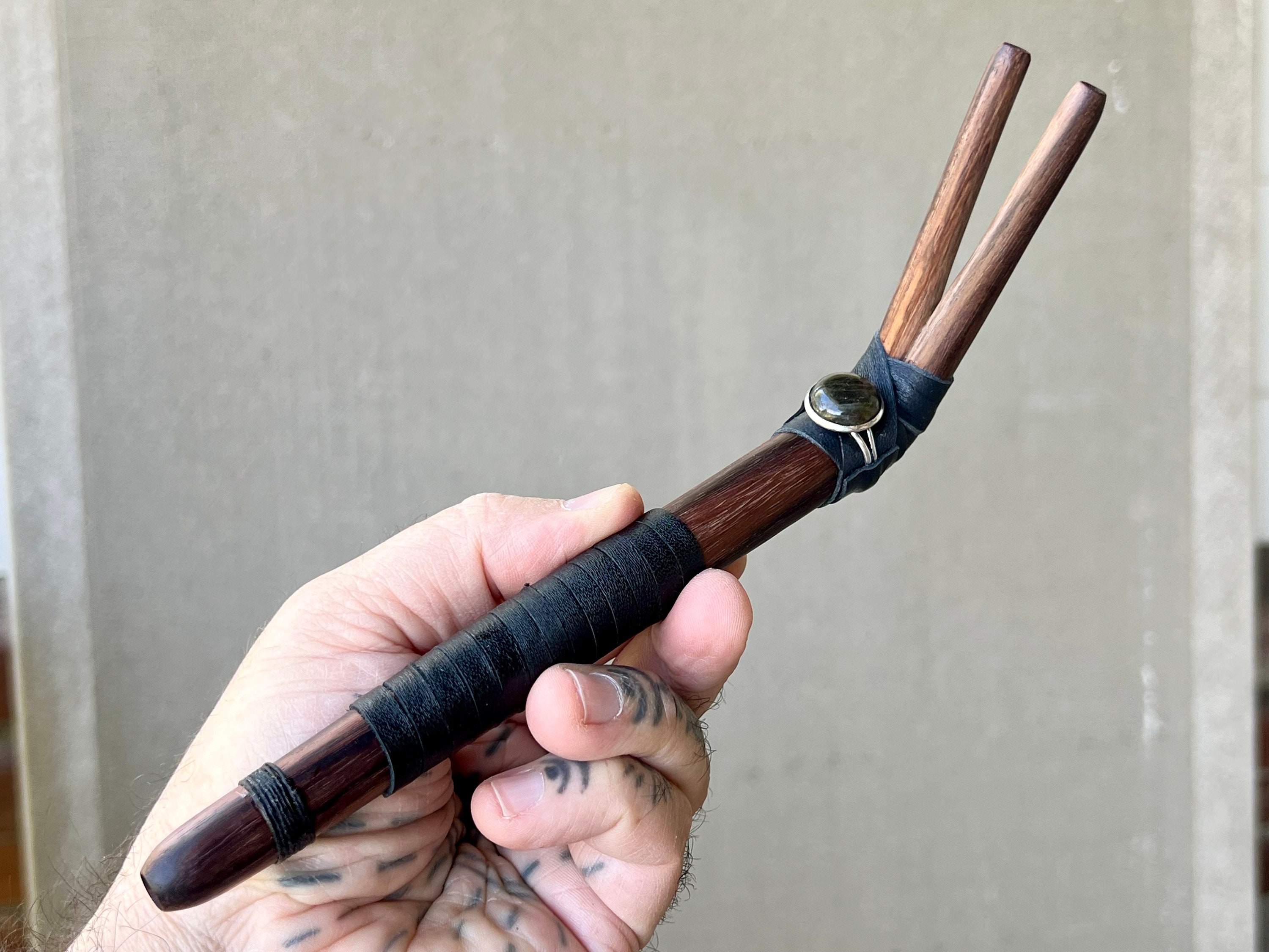 Double Tepi (kuripe) pipe with Labradorite, Solid Wood Tepi, shamanic ...