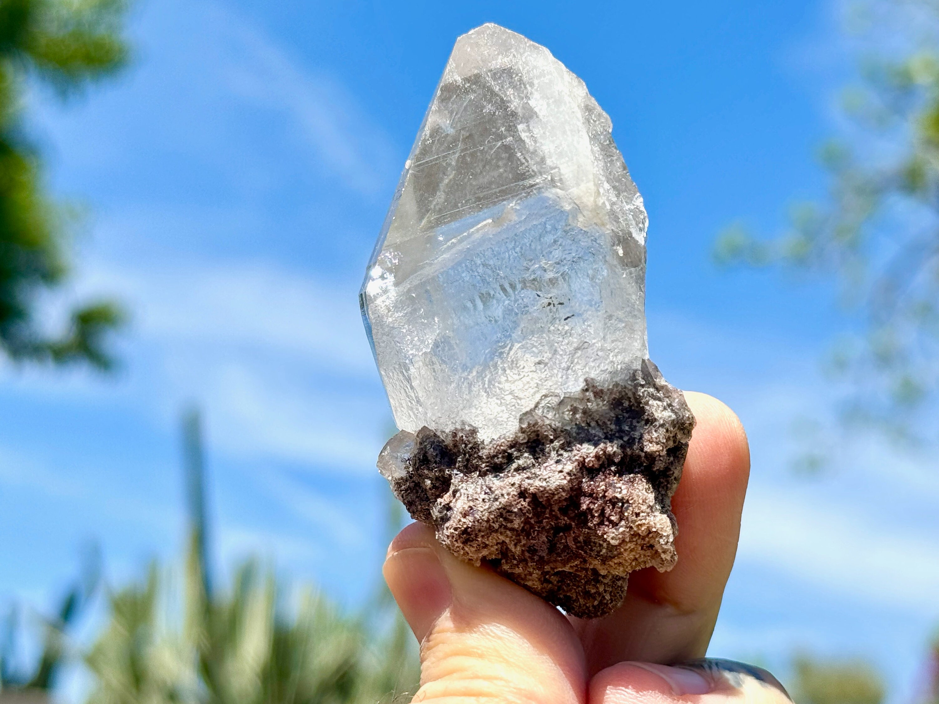 Samadhi Quartz with Black Tourmaline and Mild Pink Hematite, Himalayan ...