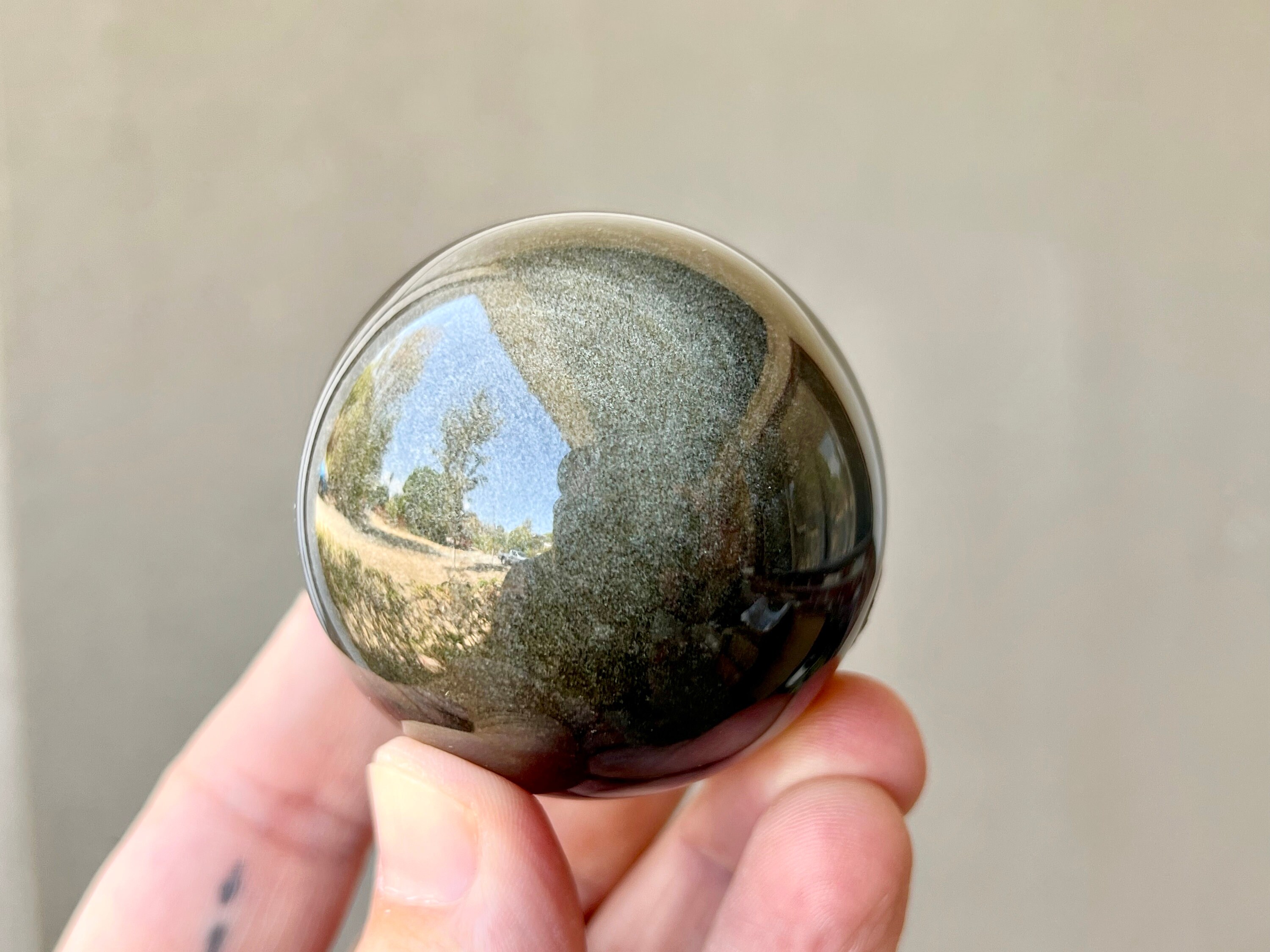 Obsidian Sphere, 2 Silver Sheen Obsidian Crystal Ball, Protection Crystal for Divination ...